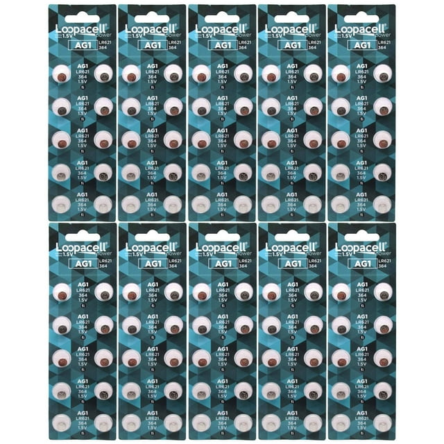 LOOPACELL AG1 LR621 SR621SW Alkaline Button Cell 100 Batteries ...