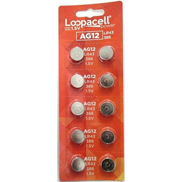 LOOPACELL AG12 LR43 386 SR43 1.5V Alkaline Button Cell Watch Batteries ...