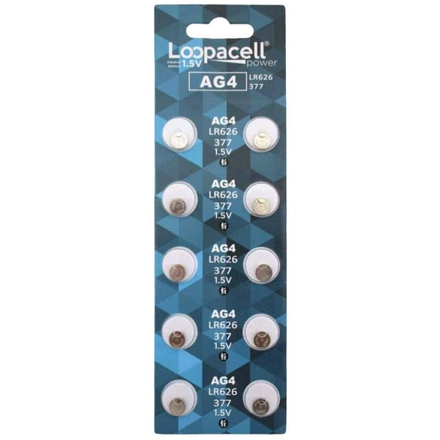 LOOPACELL AG4 LR626 377 SR66 1.5V Alkaline Button Cell Batteries, 10 ...
