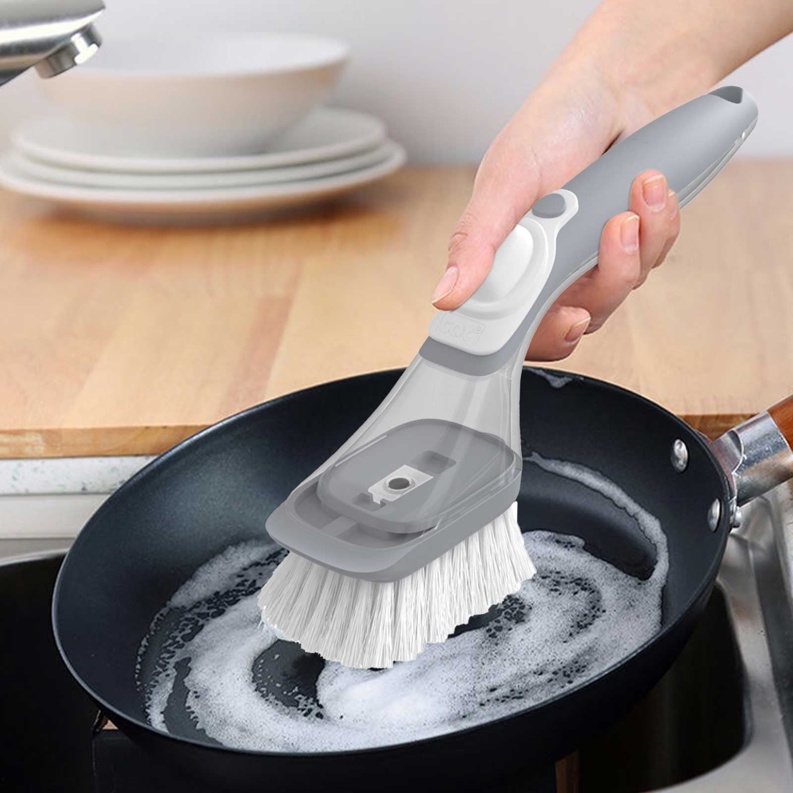 TUOBARR Brushes For Dishwashing Brushes, 2 In 1 Sponge And Bristles For ...