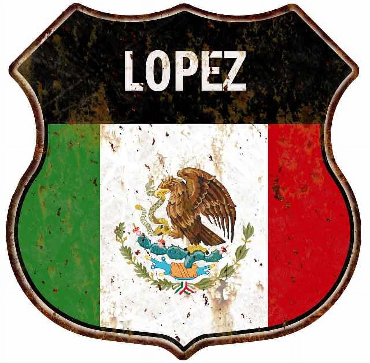 LOPEZ Mexican Flag Sign Shield Metal Gift Mexico 211110008006 - Walmart ...