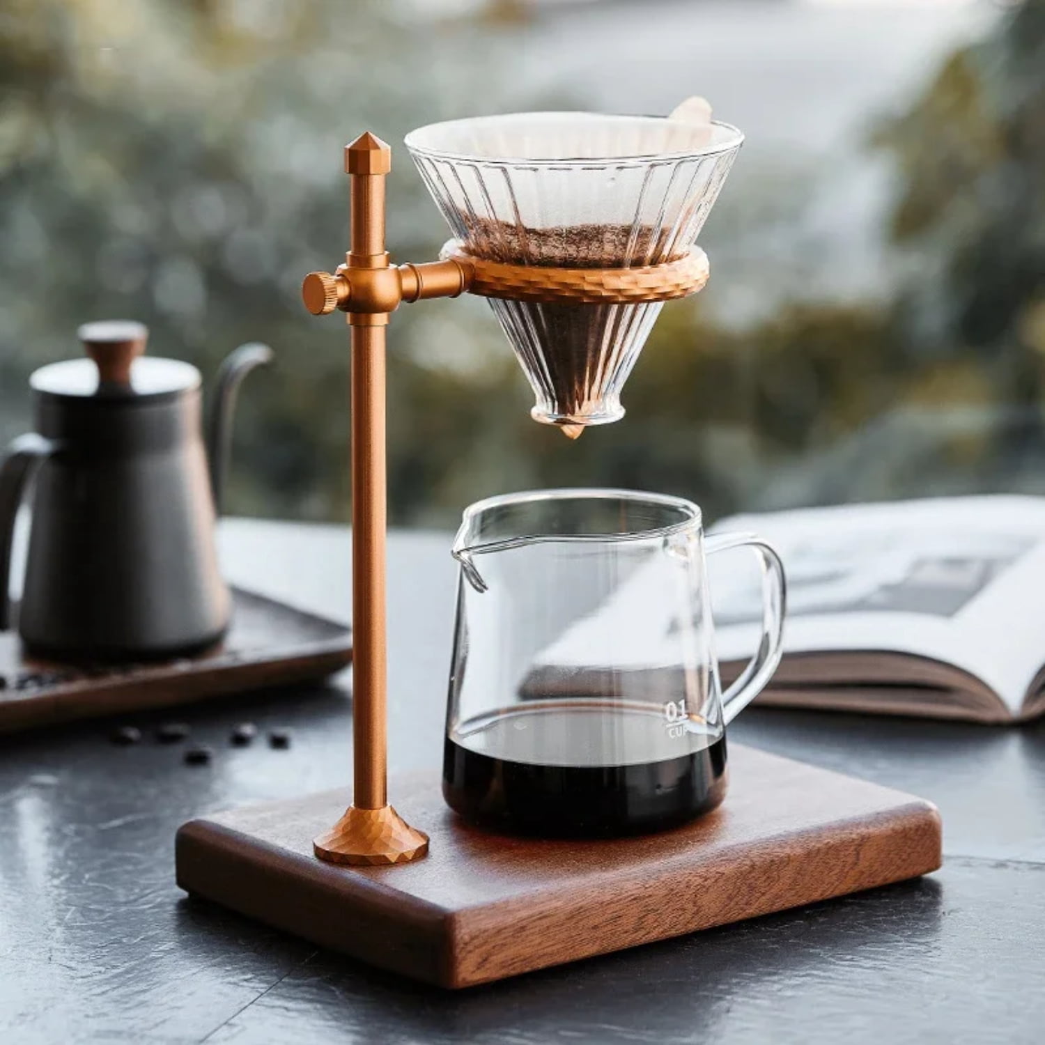 LOPNGLG Adjustable Aluminum Alloy Coffee Filter Cup Holder with Hand ...