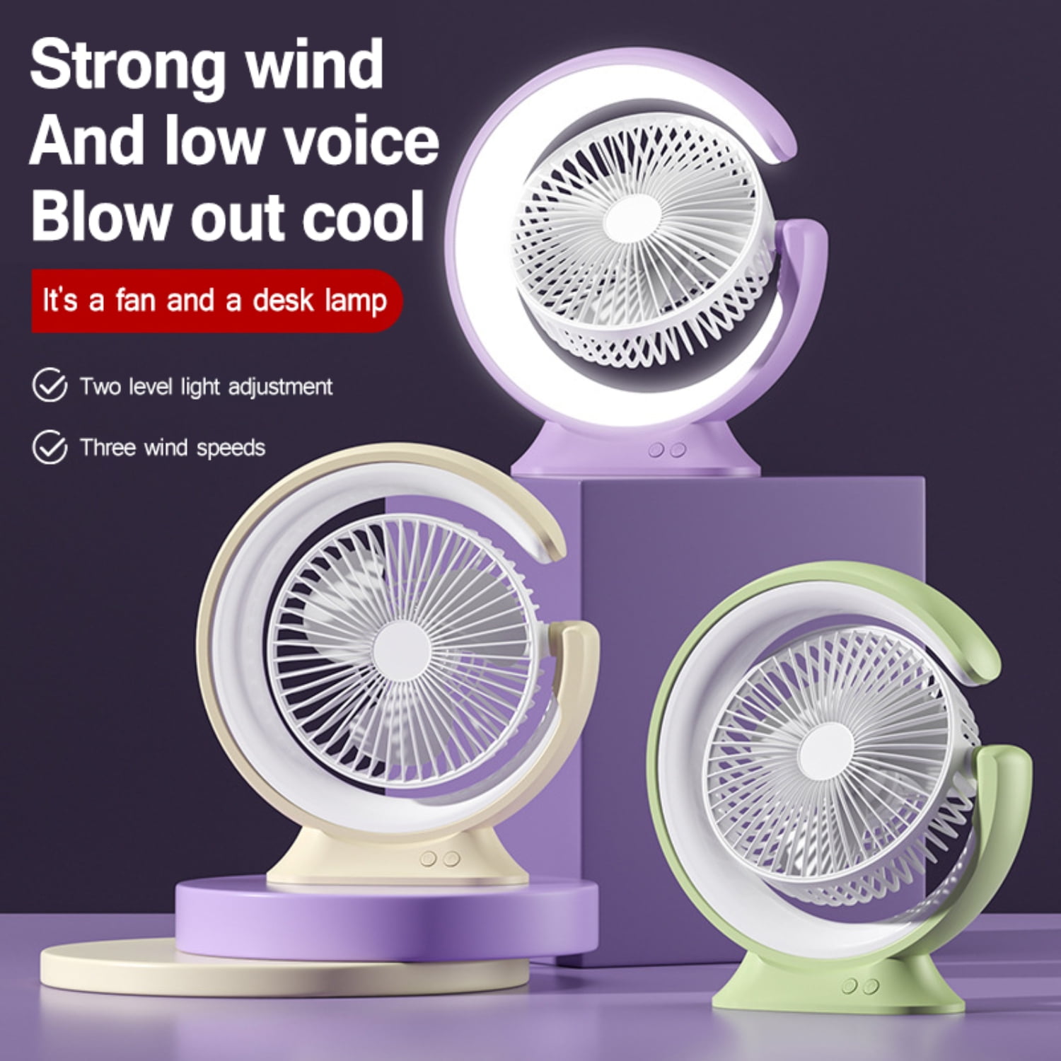LOPNGLG Bright Portable and Rechargeable LED Table Fan with Circulator ...