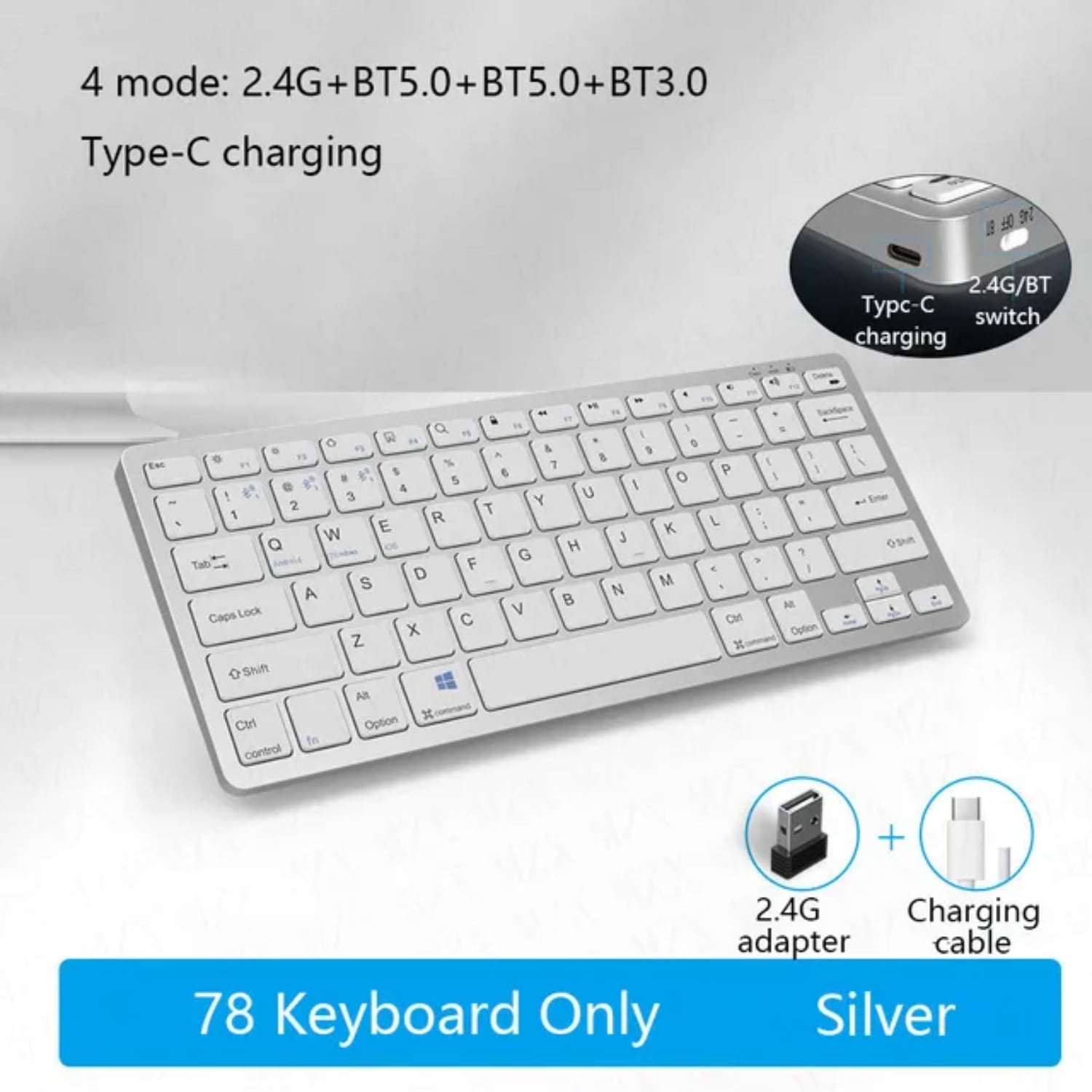LOPNGLG Mini Wireless Keyboard and Mouse Kit Rechargeable 2.4G Blue ...