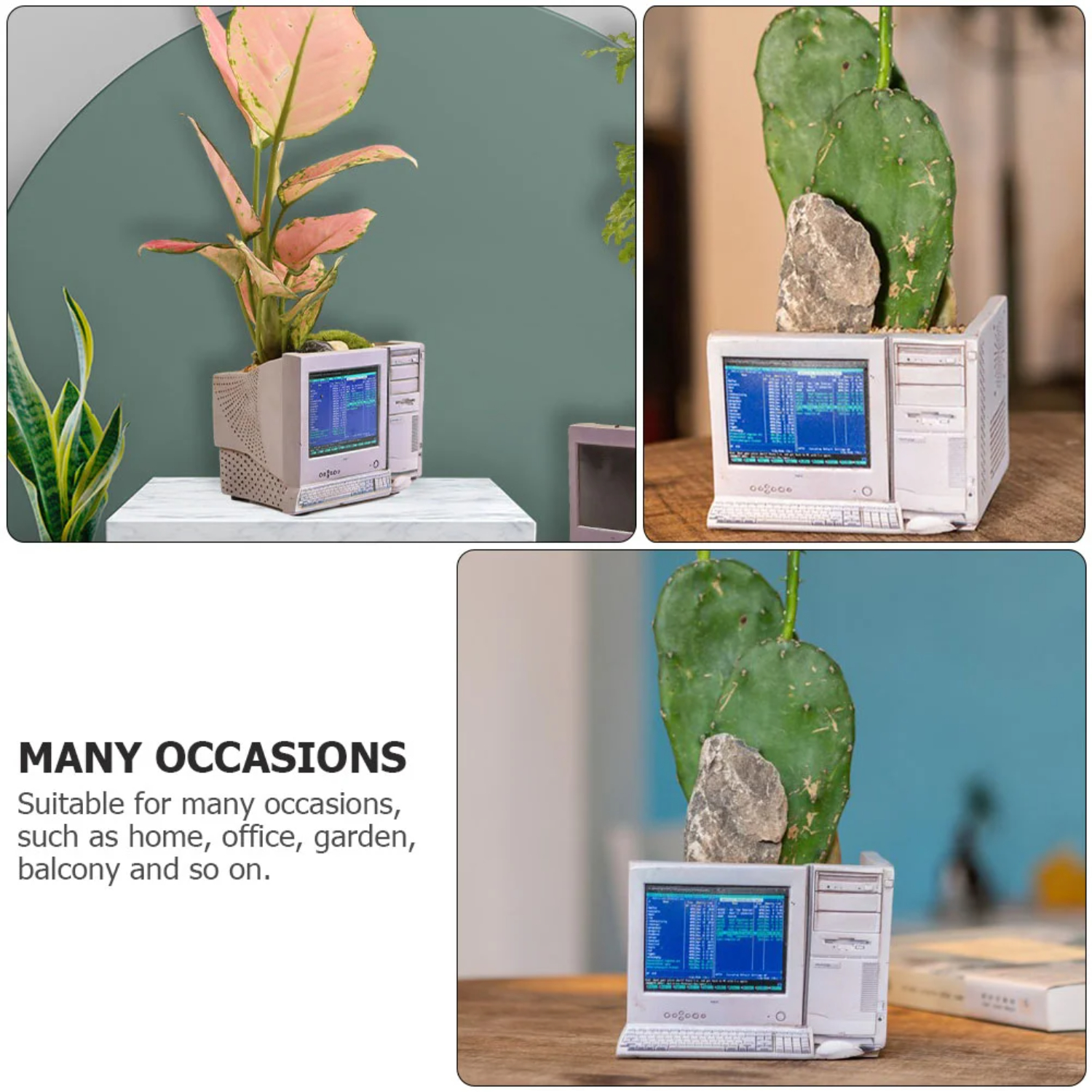 LOPNGLG Retro Chic Computer Flowerpot - Indoor Succulent Planter Resin ...
