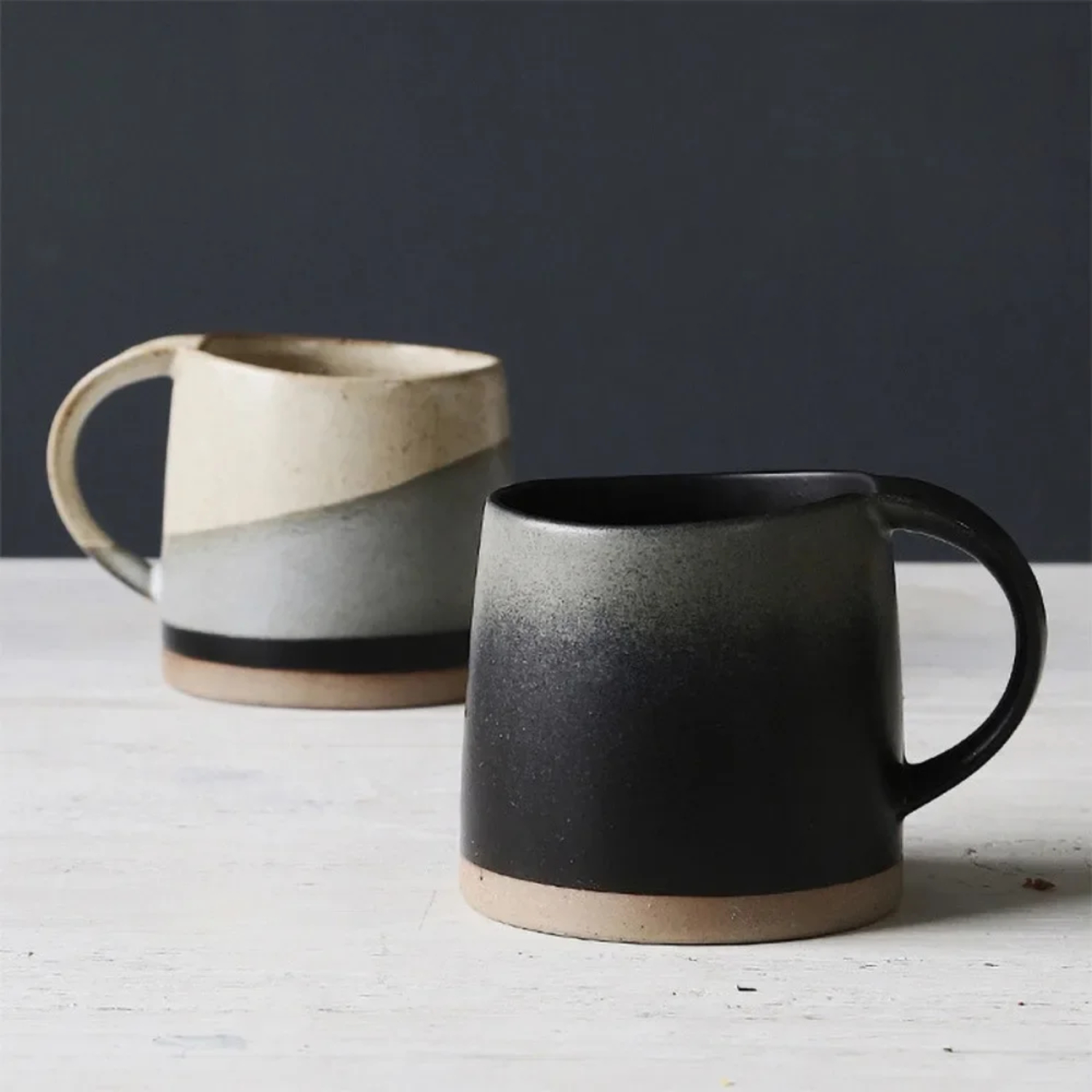 LOPNGLG Retro Japanese Style Black and White Coarse Pottery Latte Cup ...