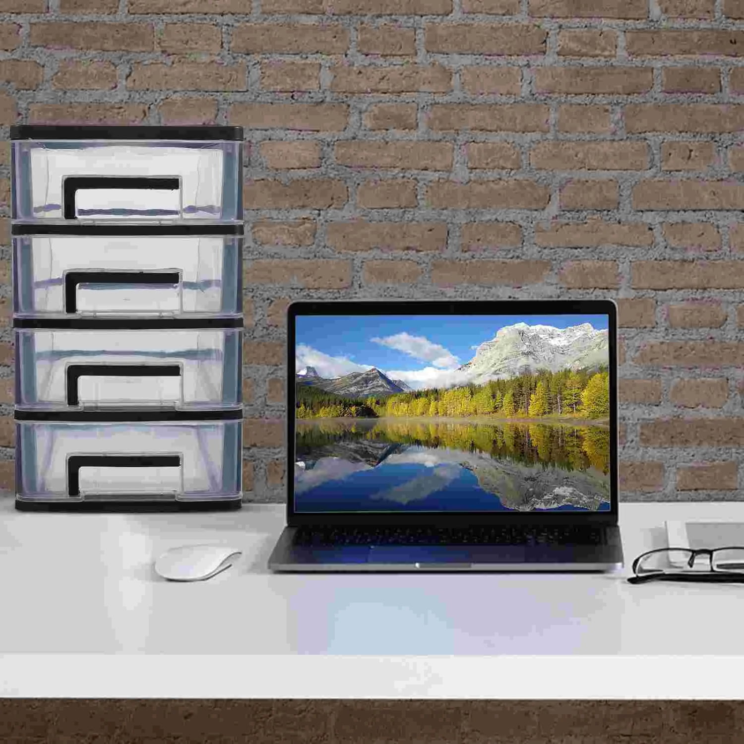 LOPNGLG Transparent Office Paper Organizer with Drawers and Shelves ...