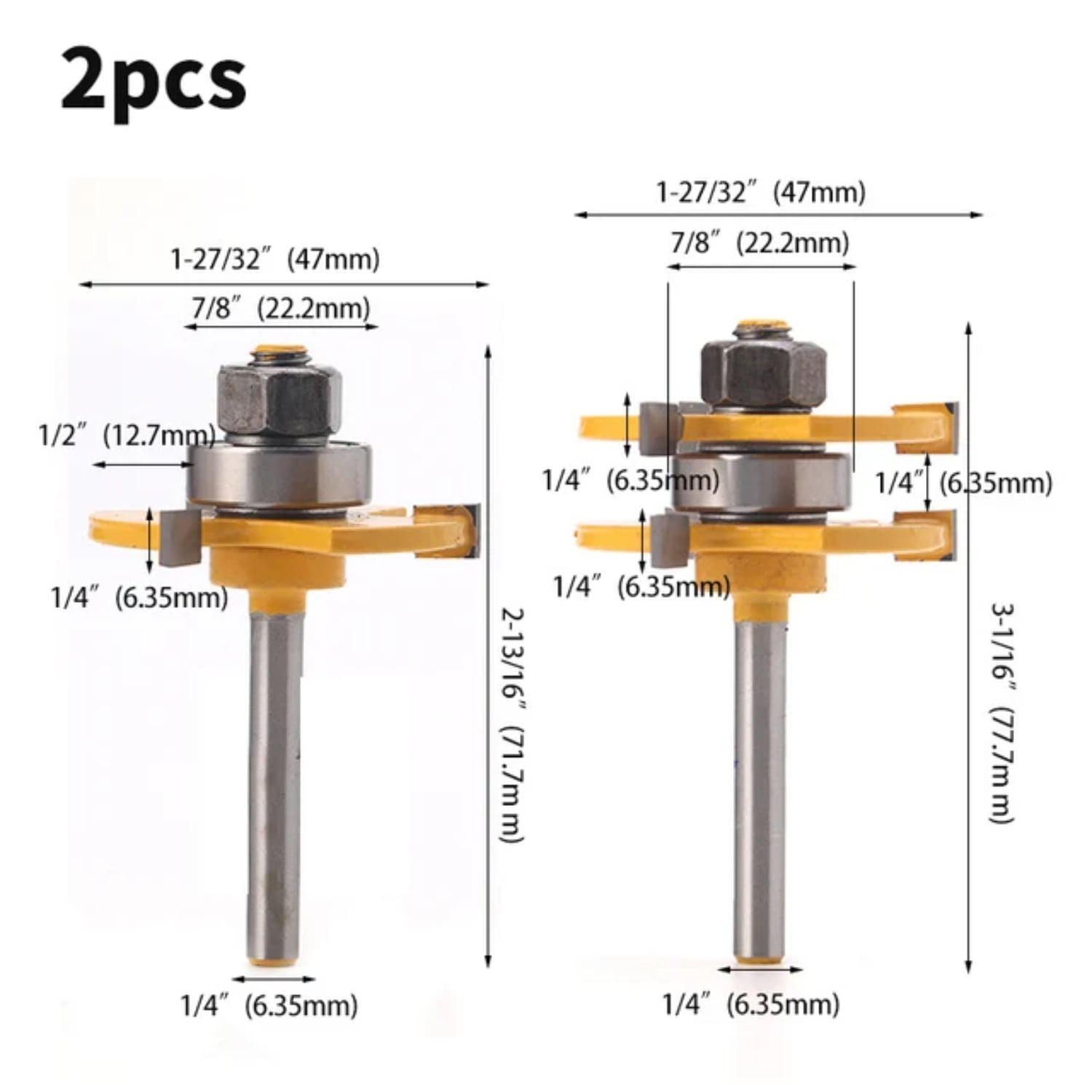 LOPNGLNG High Precision Efficient T-Shaped Tenon Joint Cutter with 1/4 ...