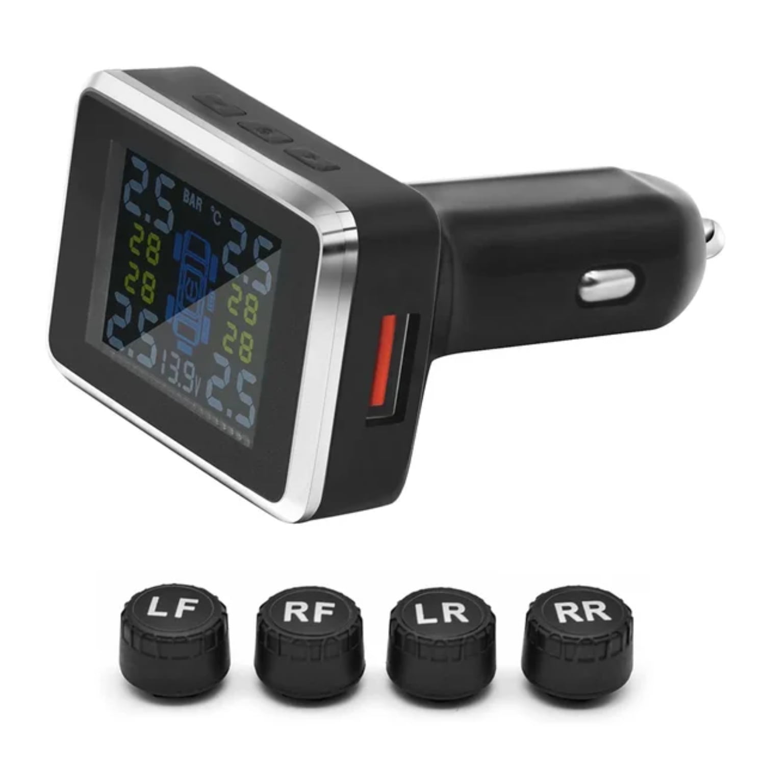 LOPNGLNG LCD Display Wireless Car Tire Pressure Monitoring System ...