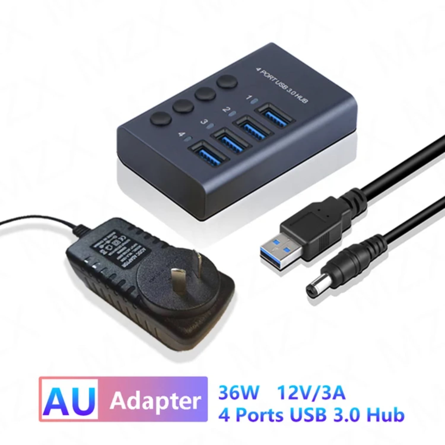 LOPNGLS 10 7 4 Port USB 3.0 Hub Aluminum Multi Splitter Quick PD ...