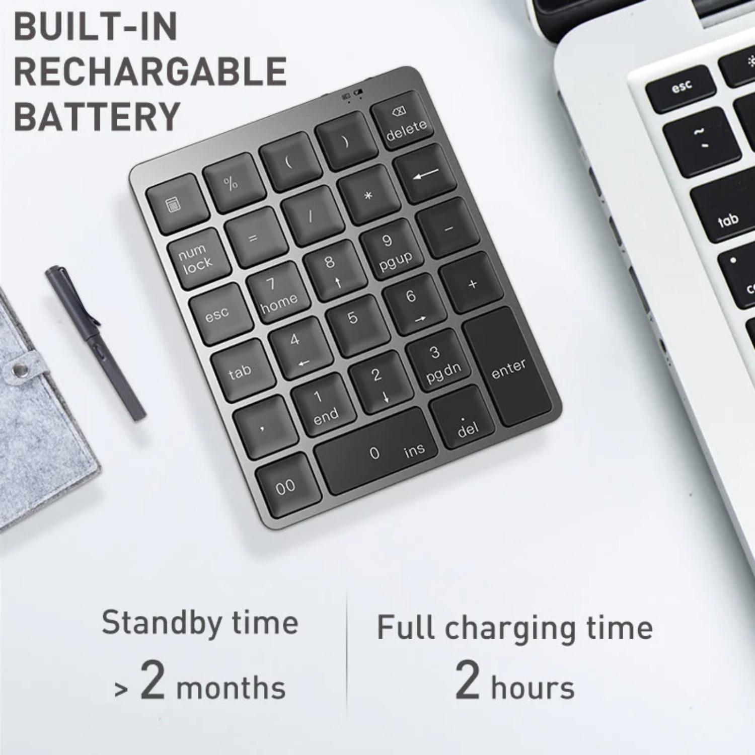 LOPNGLS 28 Keys Bluetooth Numeric Keyboard with USB Hub 3.0 for Tablet PC Laptop Desktop ...