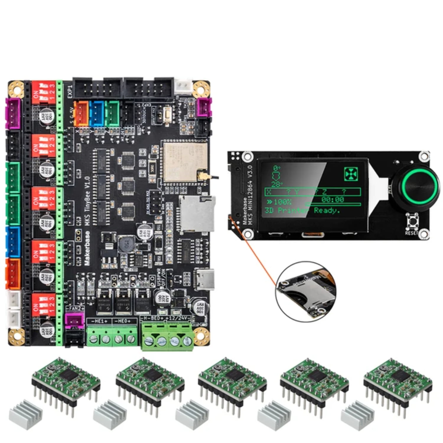 LOPNGLS 3D Printer Parts MKS TinyBee Motherboard Control Board ESP32 Fit Mini12864 3D Touch Wifi ...