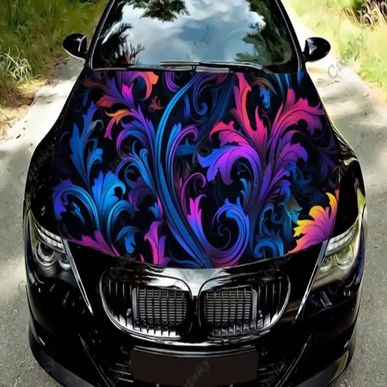 LOPNGLS Abstract Ornamental Floweral Car Hood Vinyl Stickers Wrap Vinyl ...