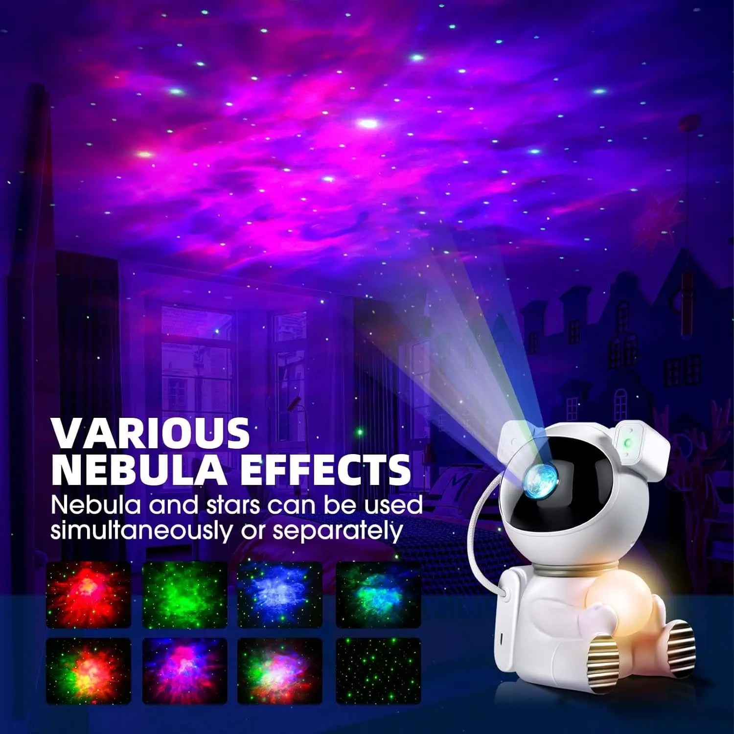 LOPNGLS Astronaut Projector Star Nebula Projector Night Light with 8 ...