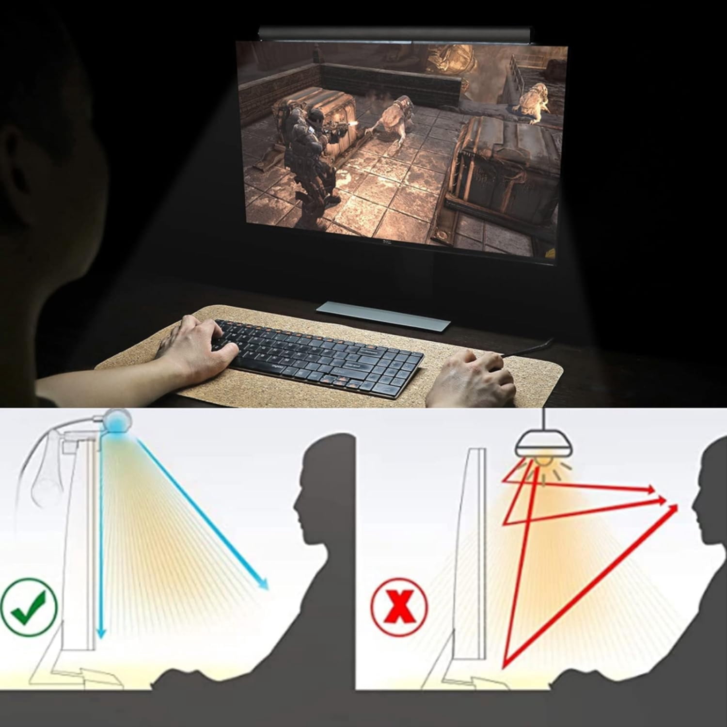 LOPNGLS Bright and Adjustable Computer Desk Lamp with Eye-Caring LCD ...