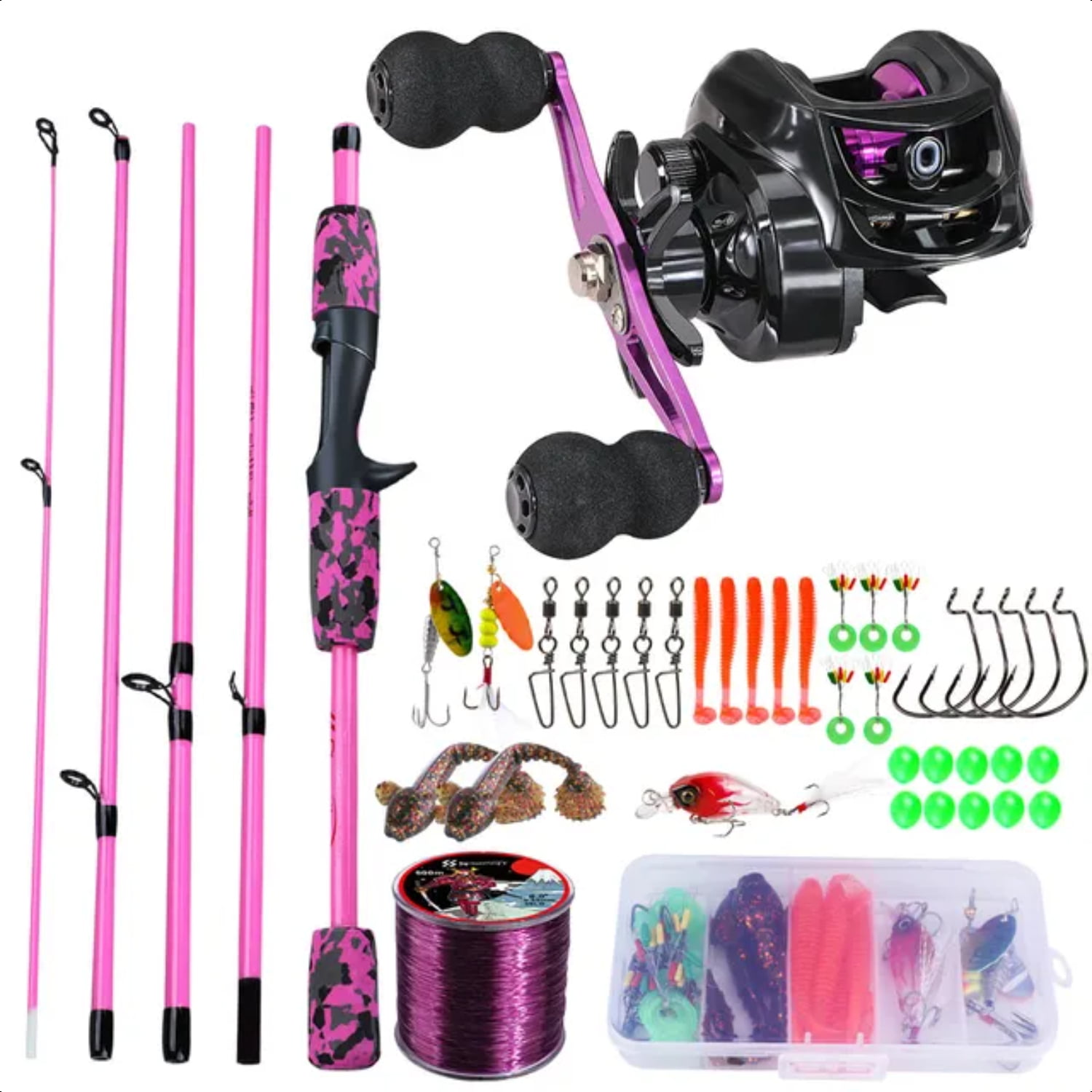 LOPNGLS Casting Fishing Rod and Reel Combo 1.7m Carbon Rod and ...