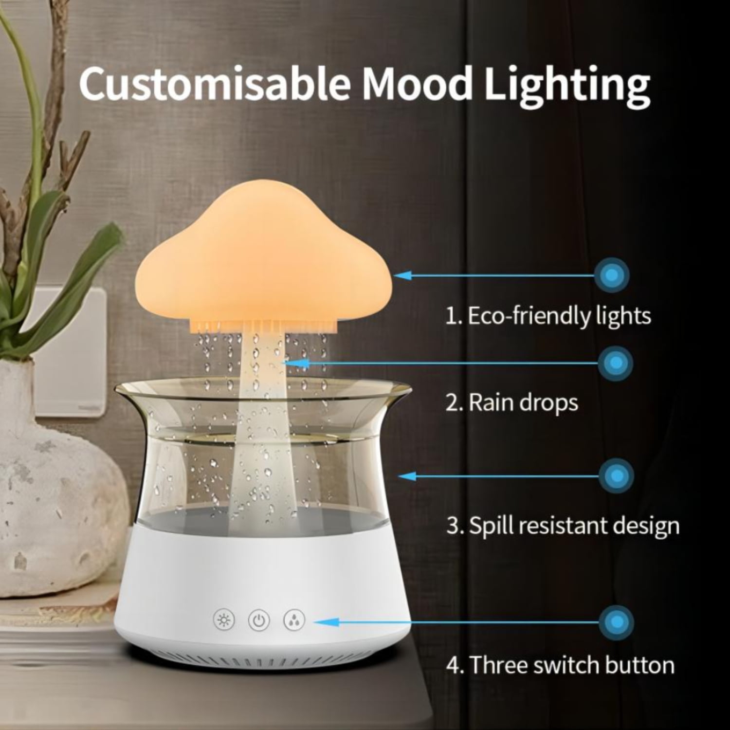 LOPNGLS Colorful Ultrasonic Cloud Rain Diffuser Humidifier - Relaxing ...