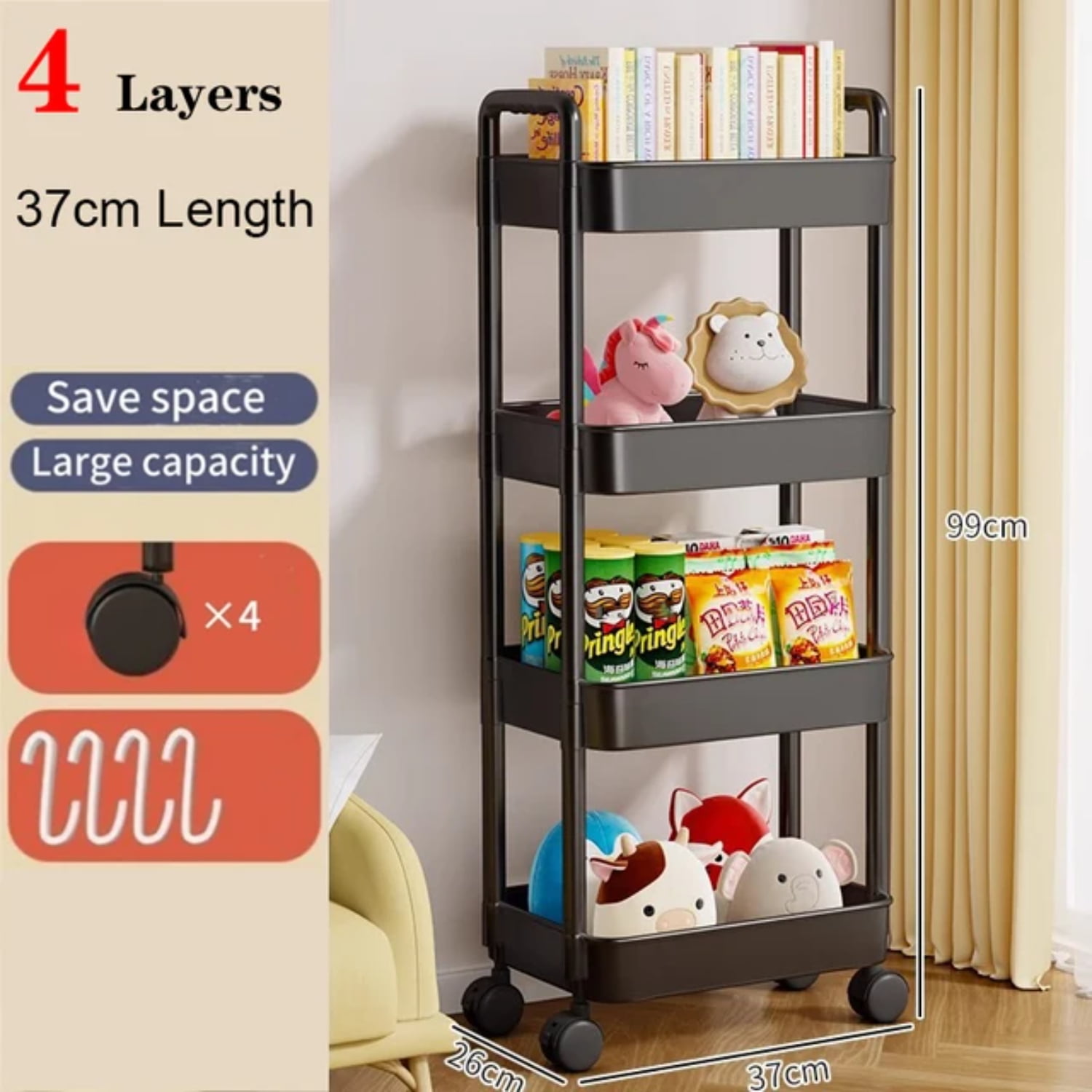 LOPNGLS Efficient Multifunctional Mobile Kitchen Rack Trolley with ...