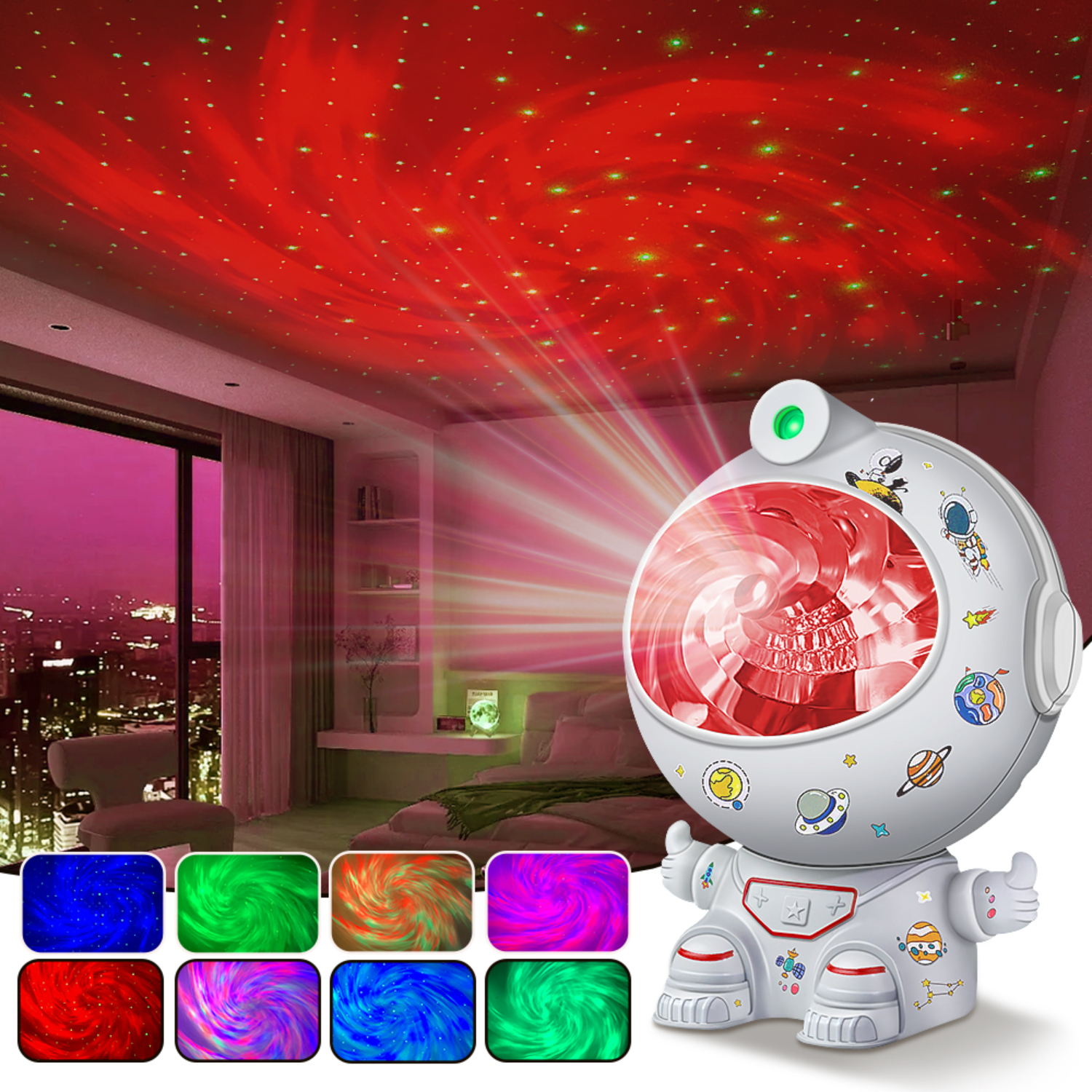 LOPNGLS Exquisite Cosmic-themed Astronaut Star Projector Light Night ...