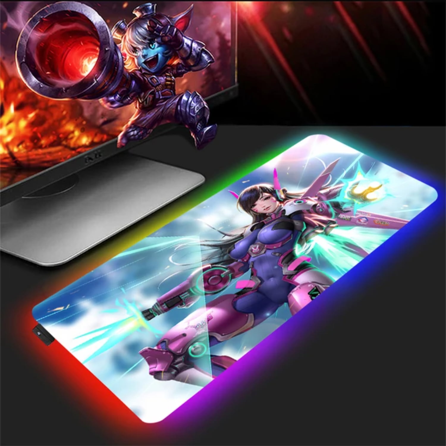 LOPNGLS Extra Large Oversized Extended Rubber RGB Backlit XXL Mouse Pad ...