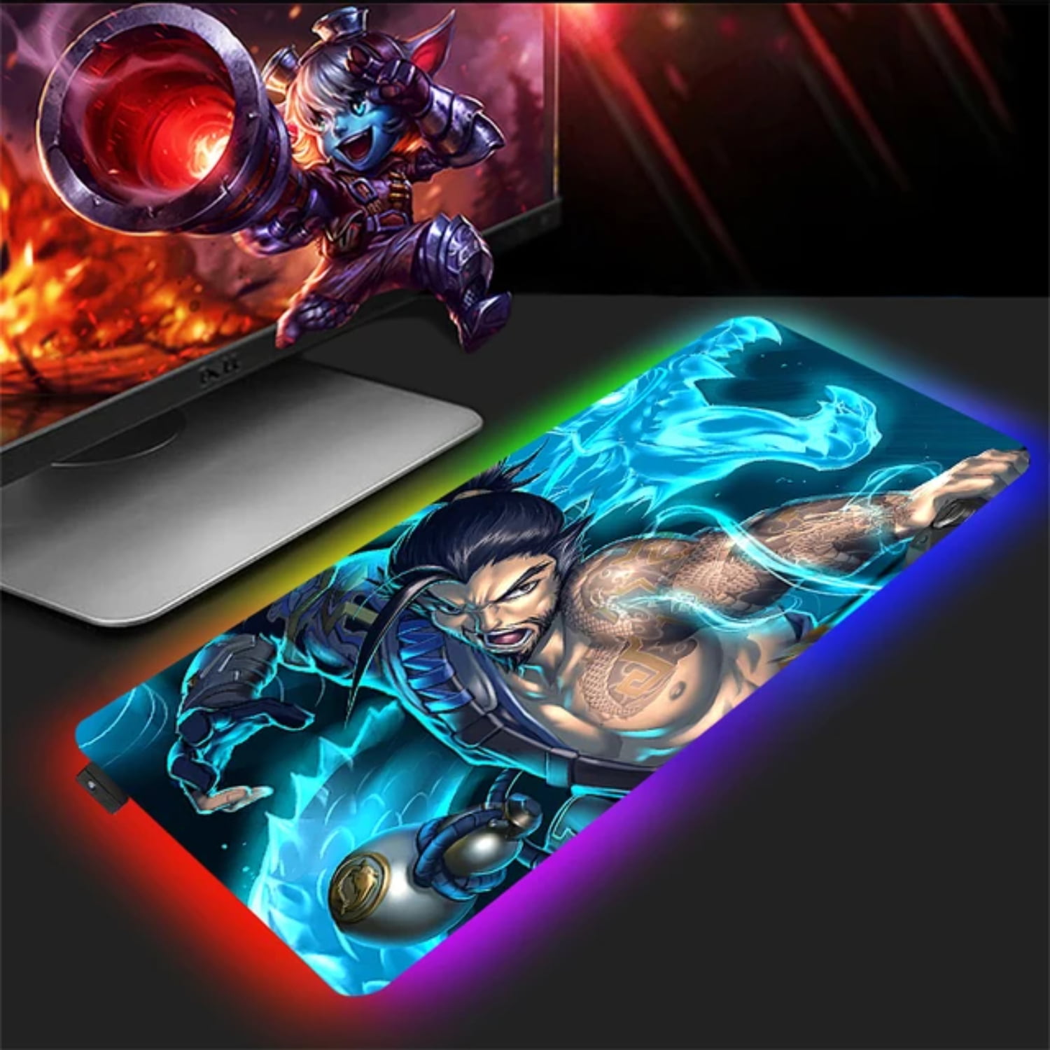 LOPNGLS Extra Large Oversized Extended Rubber RGB Backlit XXL Mouse Pad ...