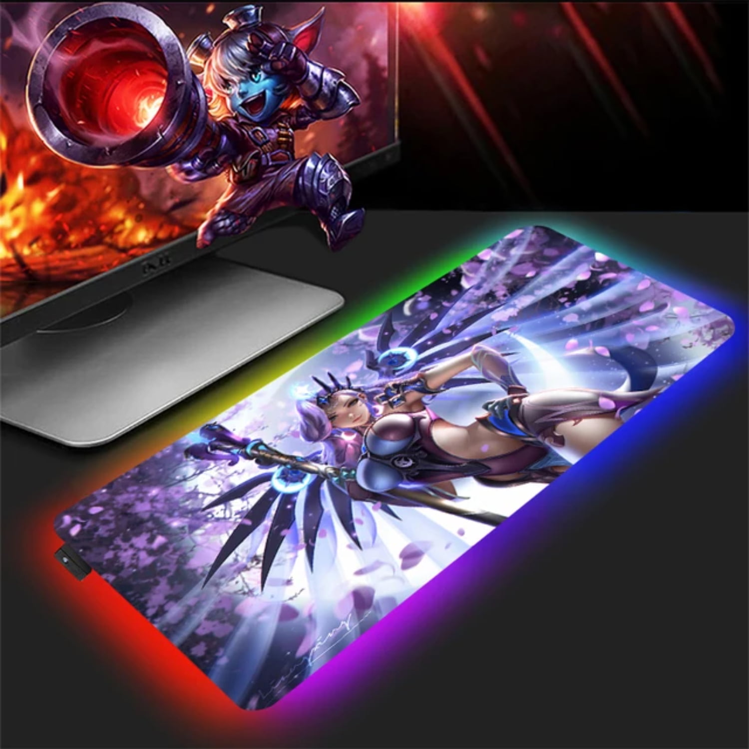 LOPNGLS Extra Large Oversized Extended Rubber RGB Backlit XXL Mouse Pad ...