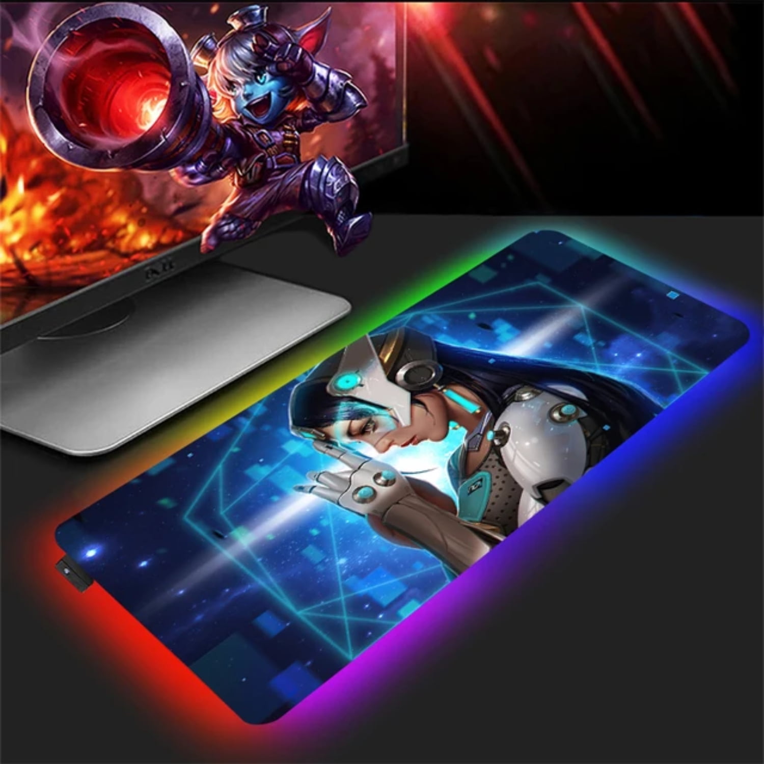 LOPNGLS Extra Large Oversized Extended Rubber RGB Backlit XXL Mouse Pad ...
