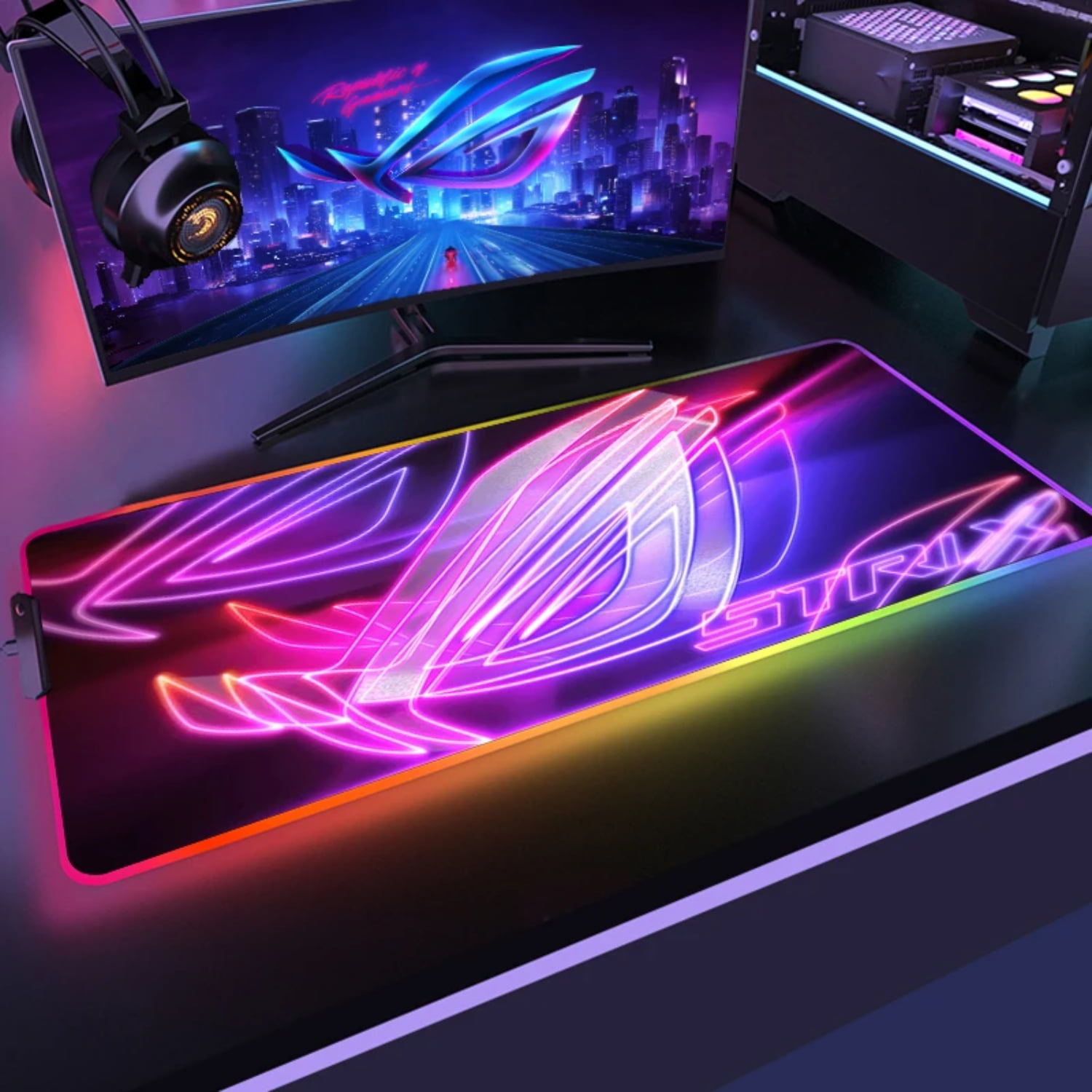 LOPNGLS Gaming RGB Mouse Pad Gamer Computer Mousepad Backlit Mause Pad ...