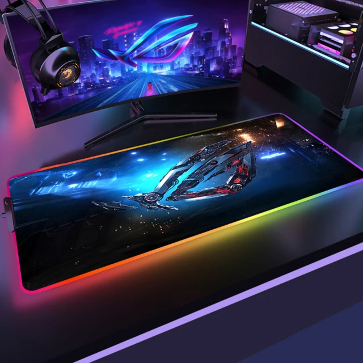 LOPNGLS Gaming RGB Mouse Pad Gamer Computer Mousepad Backlit Mause Pad ...