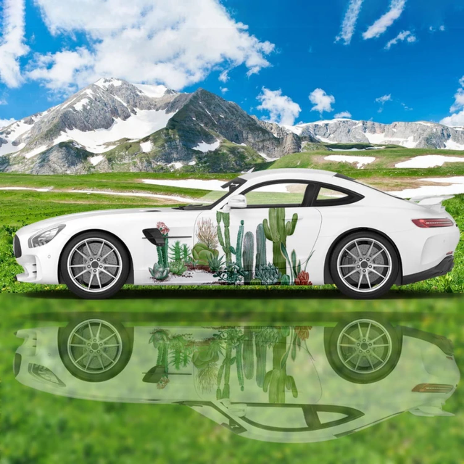 LOPNGLS Green Cactus Racing Car Graphic Decal Full Body Vinyl Wrap ...