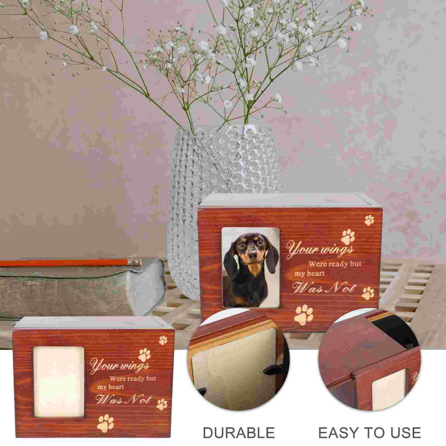 LOPNGLS Lovely and Sweet Heartfelt Small Wooden Dog Memory Cremation ...