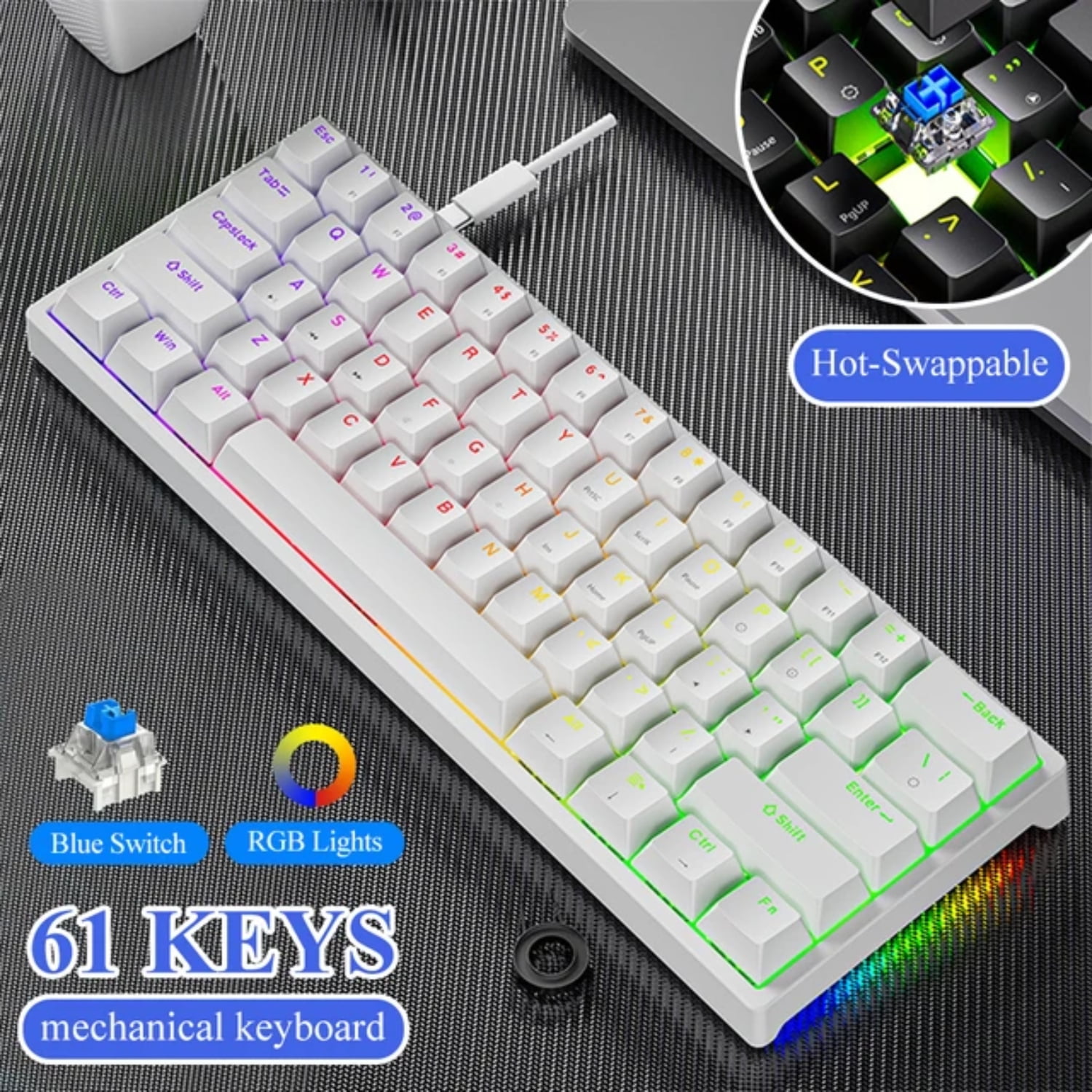 LOPNGLS Mechanical Keyboard Blue /Red Switch Cooling RGB Backlit Keypad ...