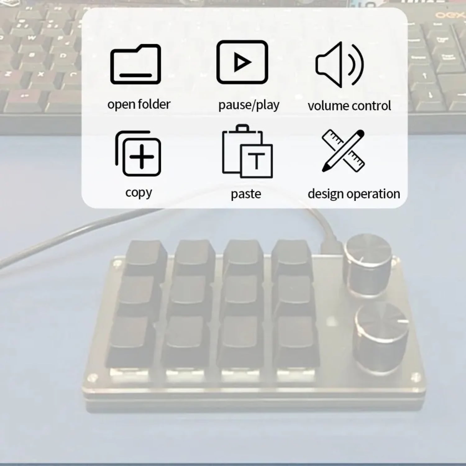 LOPNGLS Programming Macro Keyboard Custom Knob Keyboard 12 Key 2 Knob Gaming Copy Paste ...