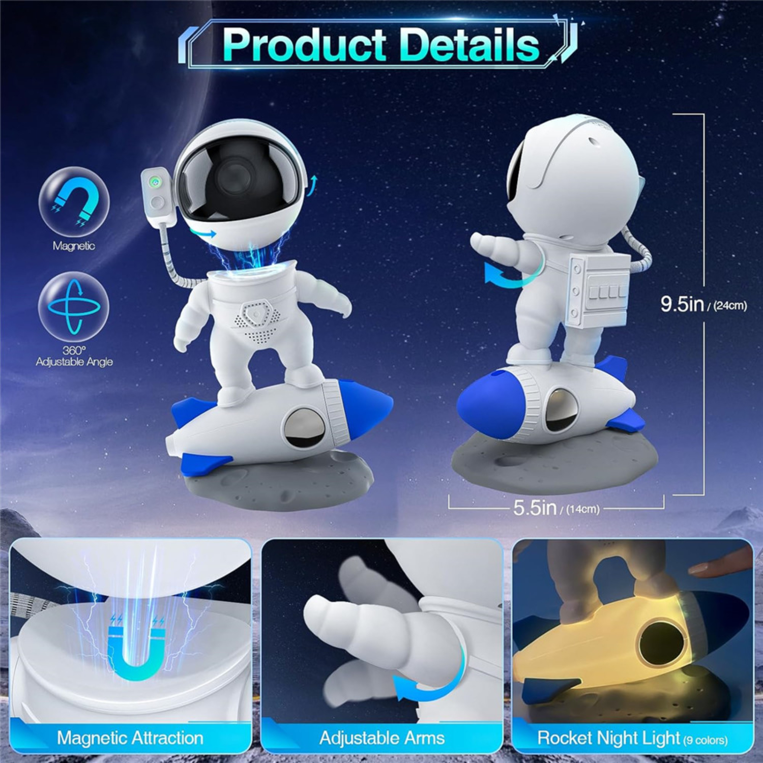 LOPNGLS Rocket Astronaut Star Projector Night Light with Remote Control ...
