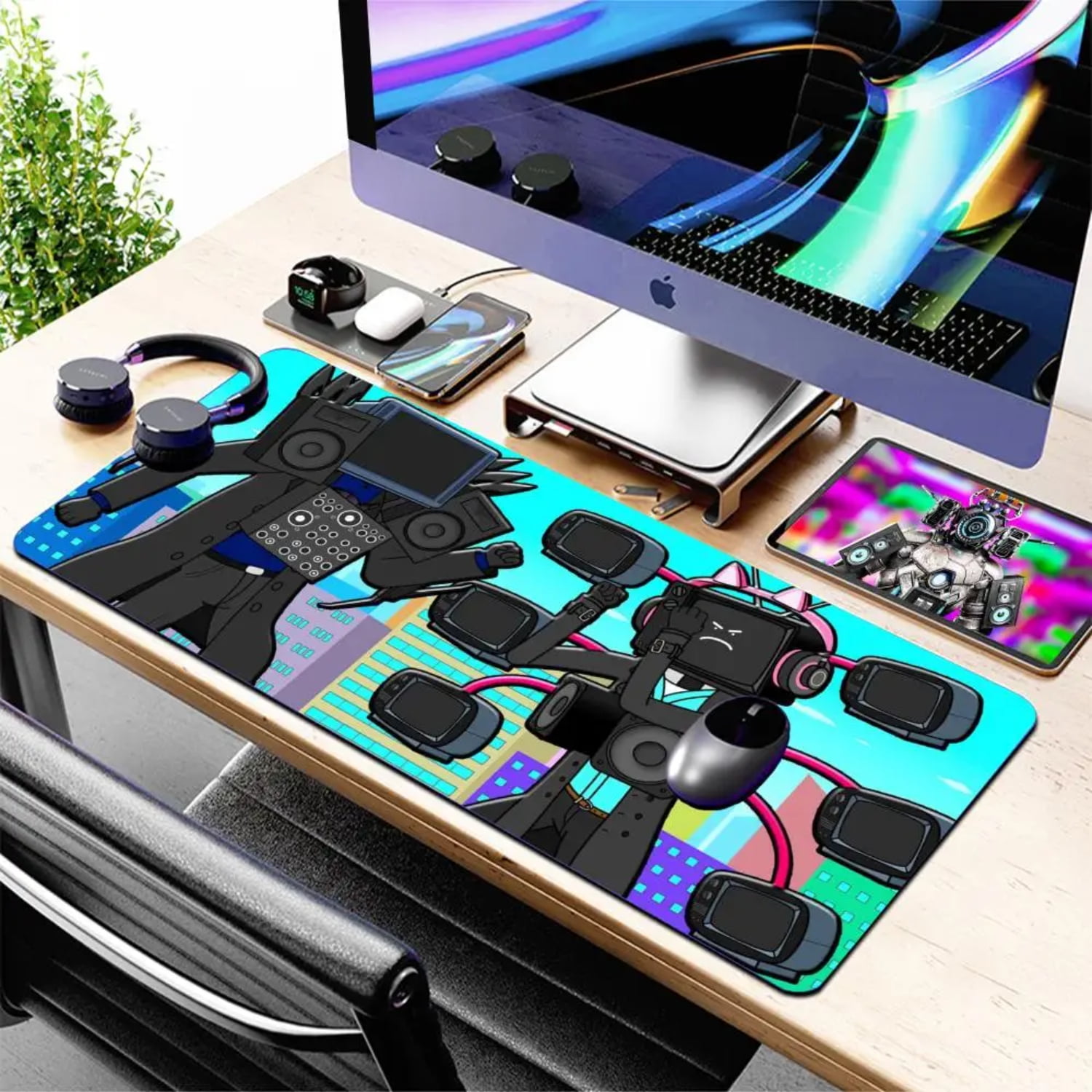 LOPNGLS Skibidi Toilet TV Camera Cool Mouse Pad Large Anime Desk Mat ...