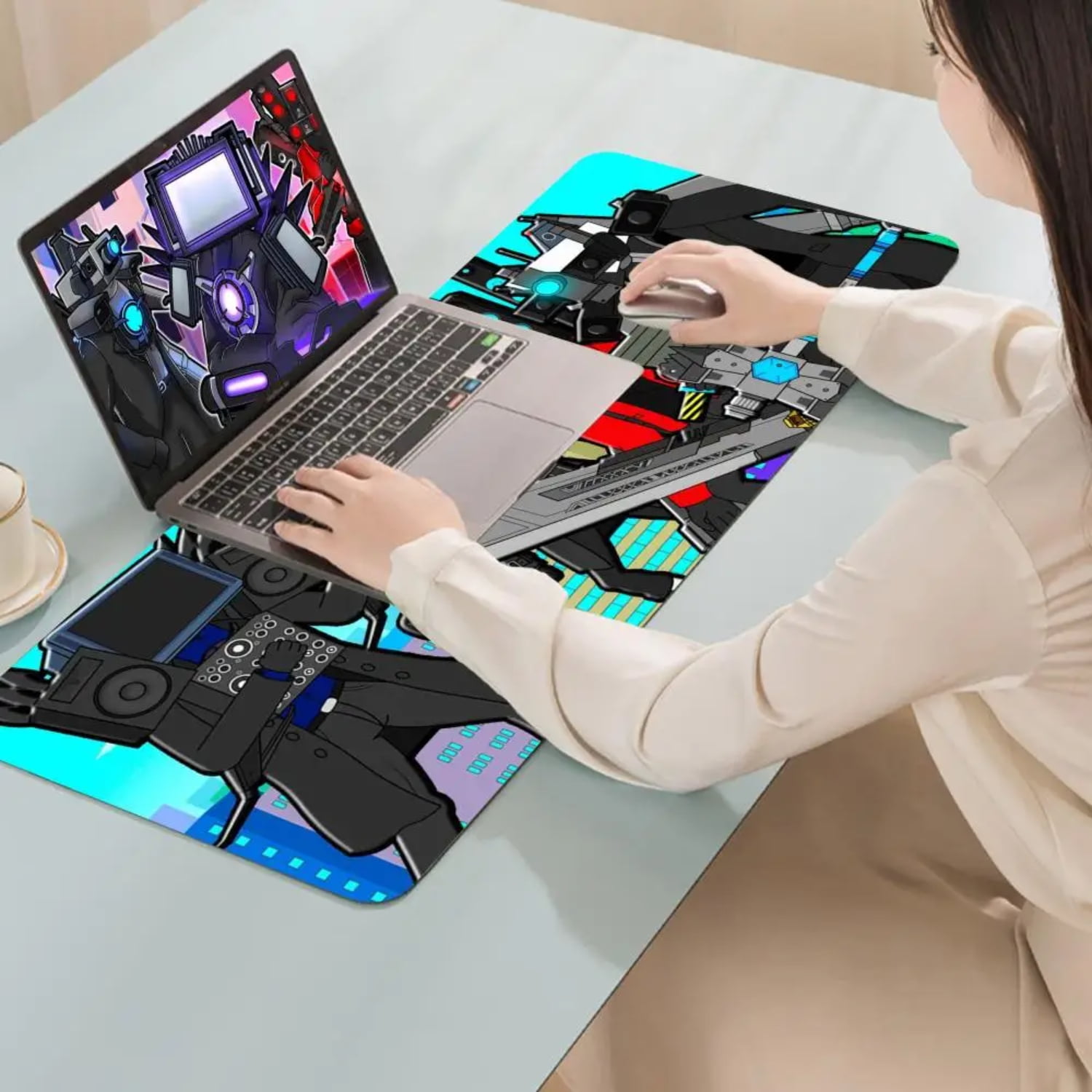 LOPNGLS Skibidi Toilet TV Camera Cool Mouse Pad Large Anime Desk Mat ...