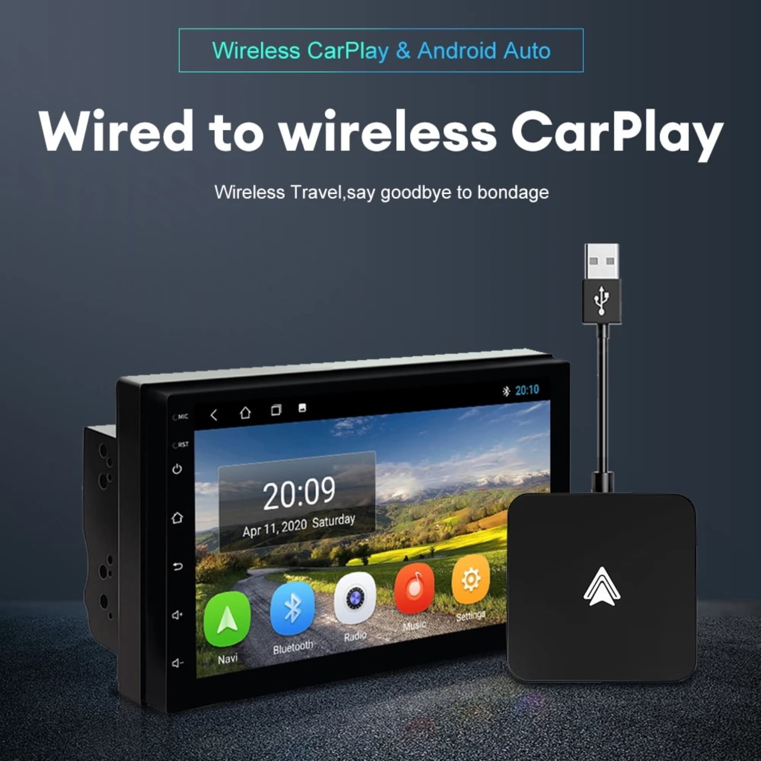 LOPNGLS Sleek Mini Wireless Carplay & Auto Box Dongle for Subaru Kia ...