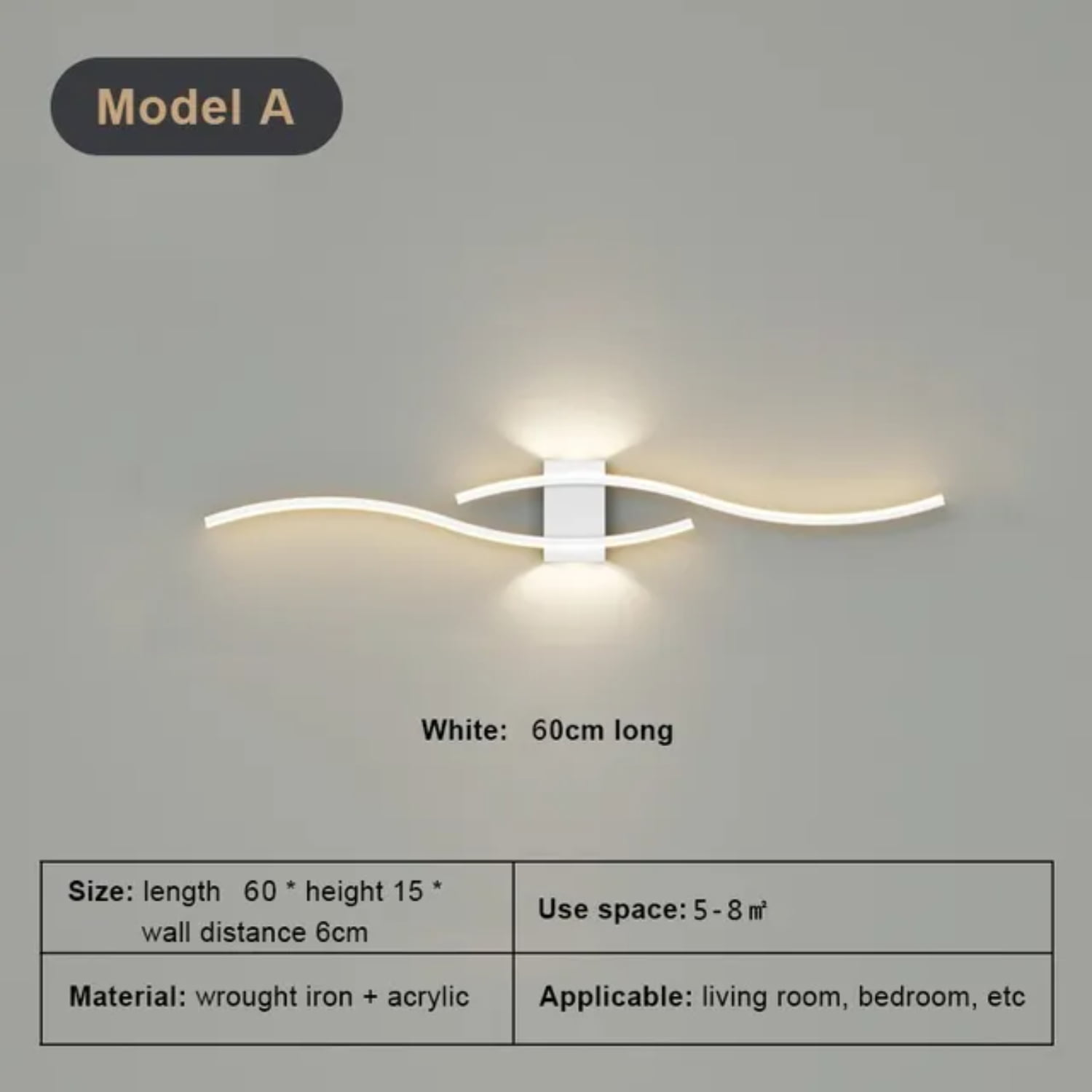 LOPNGLS Stylish Elegant Modern Black LED Wall Light - Chic Contemporary White Interior Lamps ...