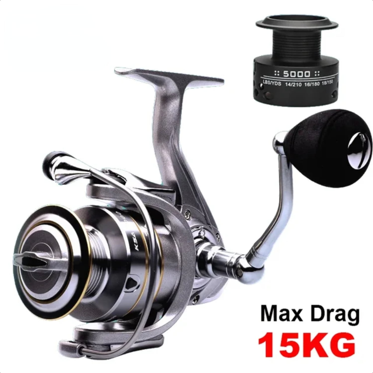 LOPNGLS Super Smooth Double Spool Carp Spinning Reel with Metal Arm for ...