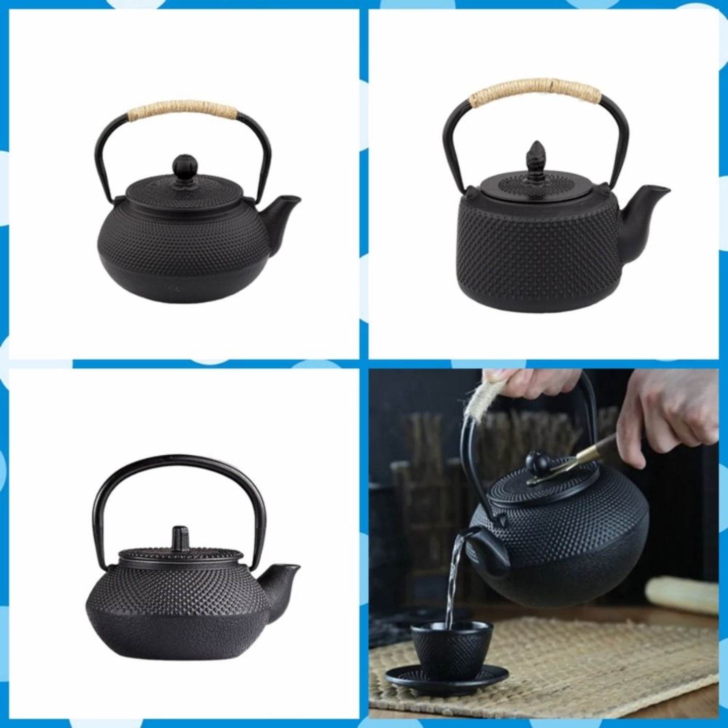 LOPNGLS Unique Vintage Rustic Chinese Japanese Cast Iron Tea Kettle Pot ...