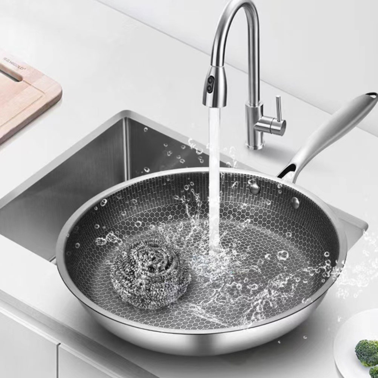 LOPNGLS Versatile 30cm Stainless Steel Nonstick Honeycomb Skillet ...