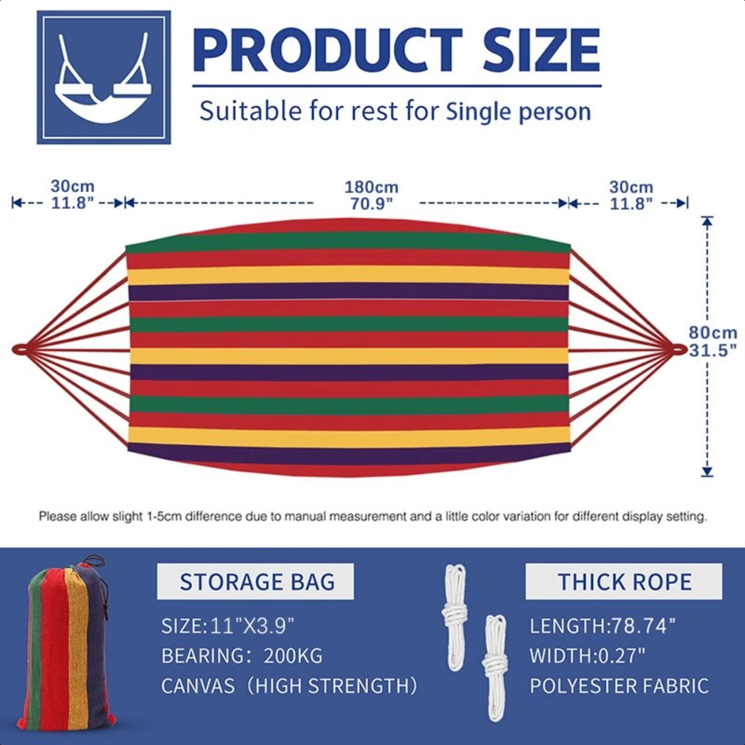 LOPNGLS WESTTUNE Outdoor Canvas Hammock Camping Swing Hammock with Tree ...