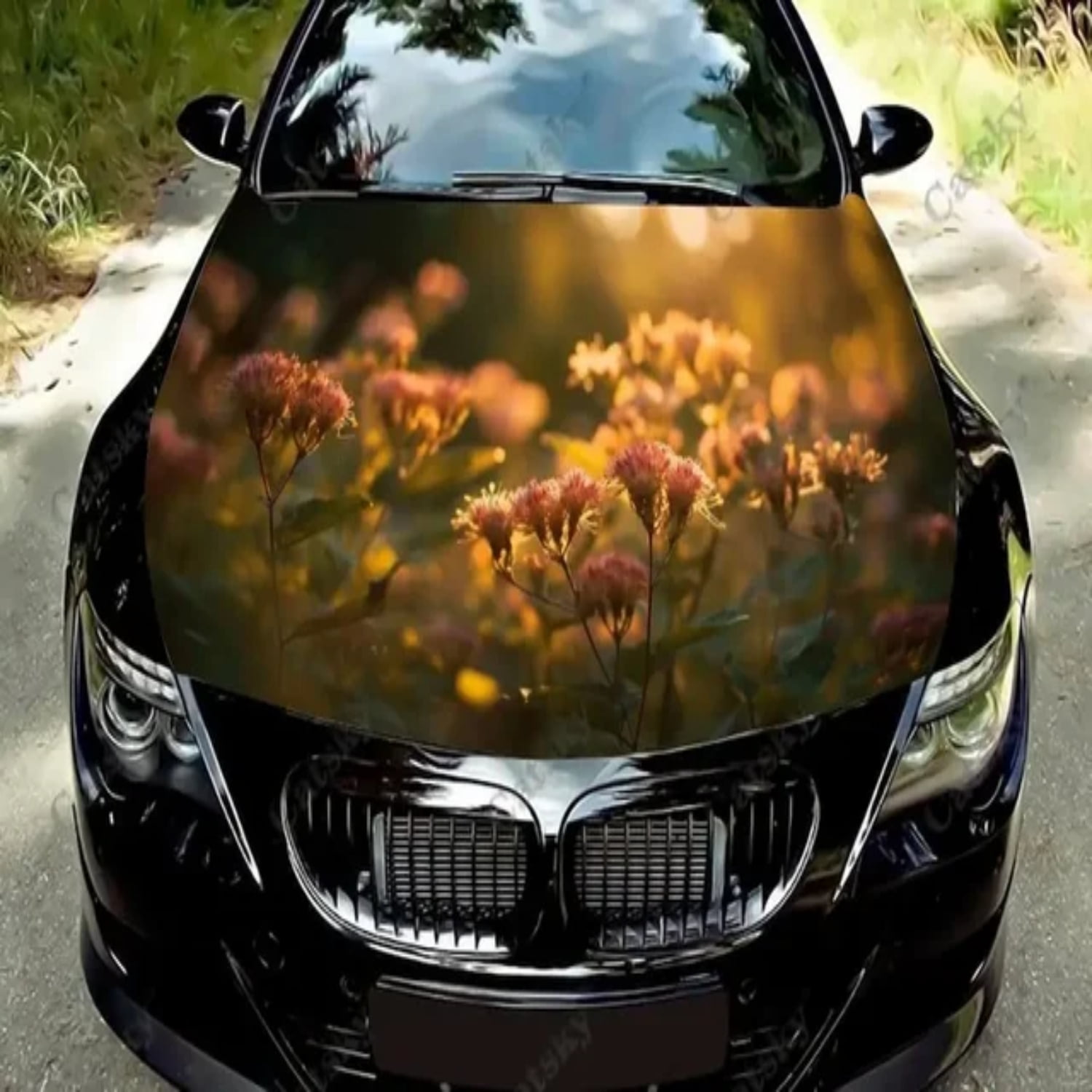 LOPNGLS Wildflowers Bloom in The Meadow Car Hood Vinyl Stickers Wrap ...