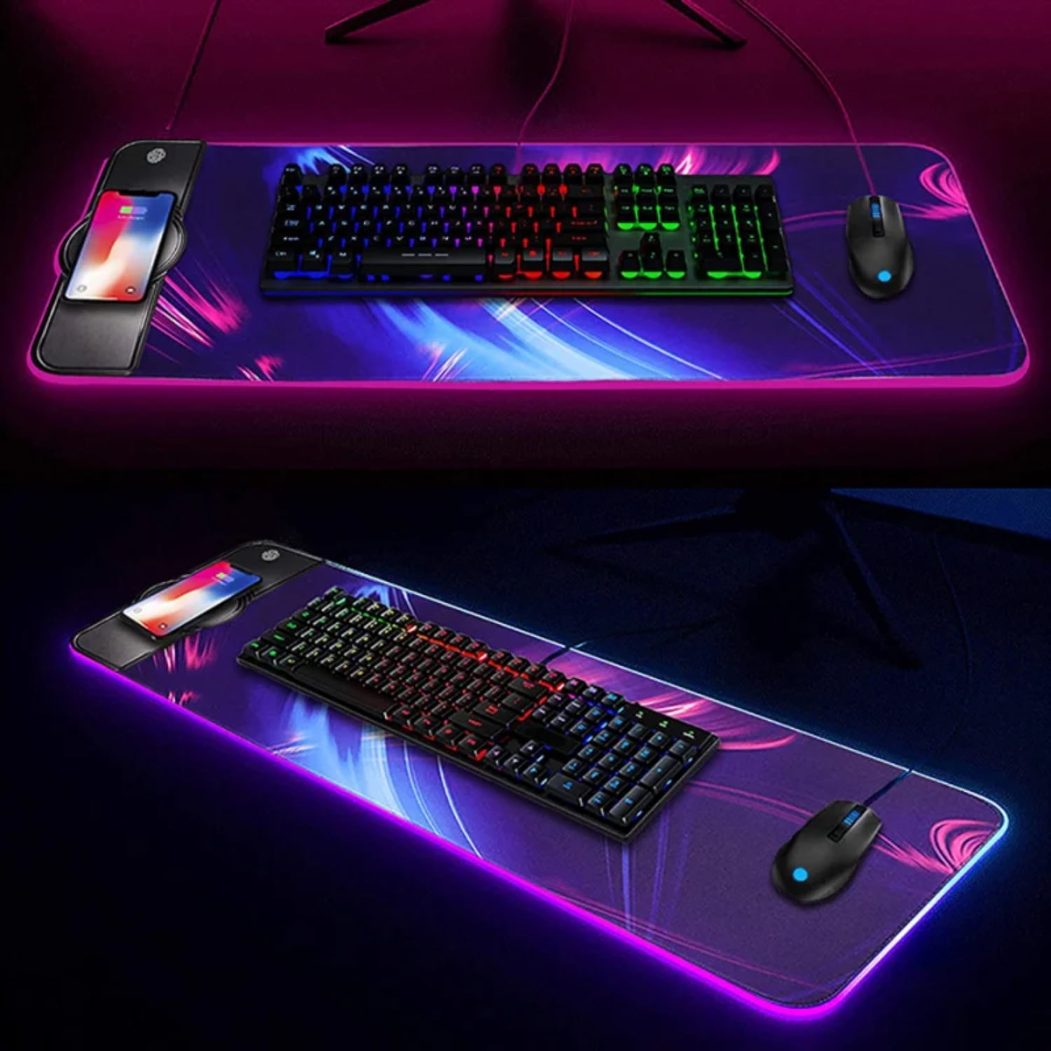 LOPNGLS Wireless Charging RGB Luminous Mouse Pad Charger Phone Gaming ...