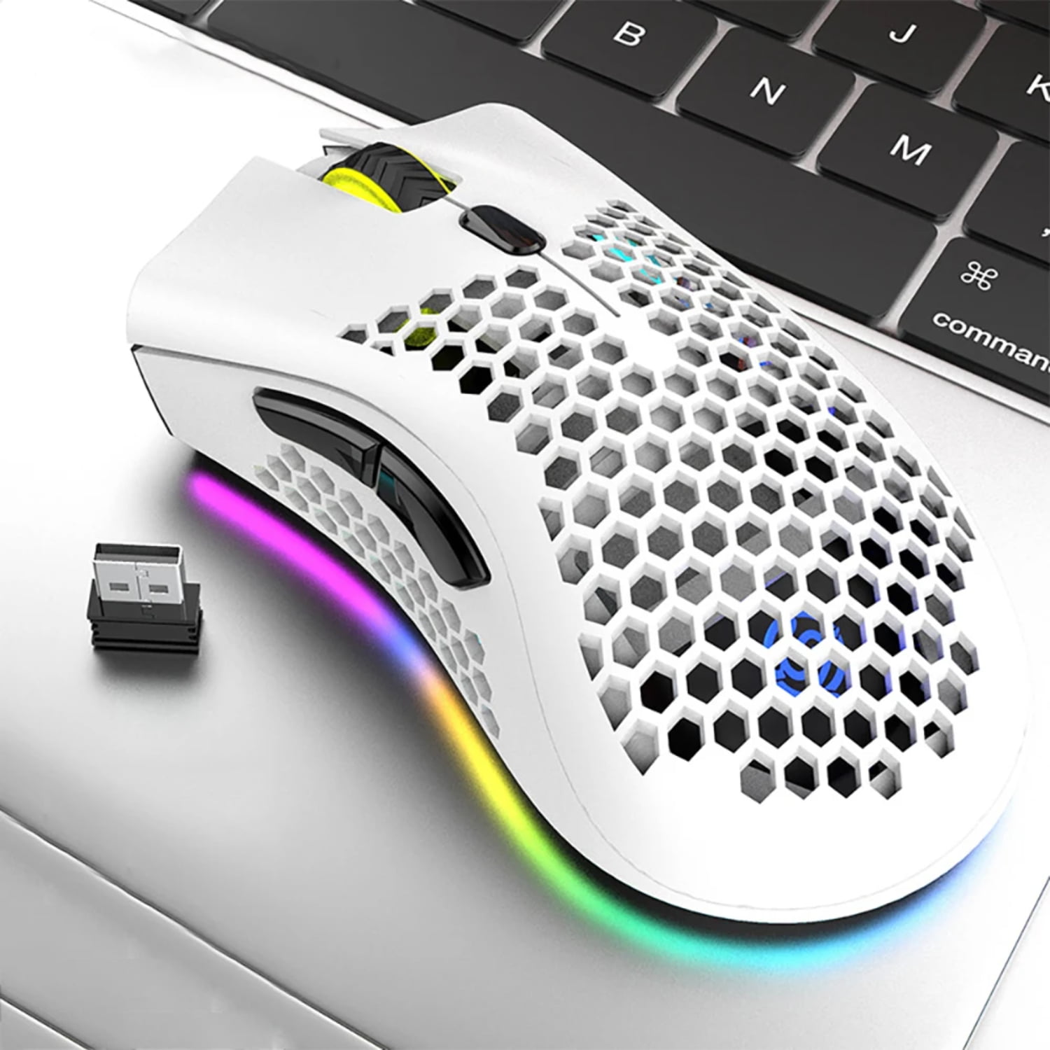 LOPNGLS Wireless Mouse Hollow Hole Design Portable Mouse Rechargeable ...