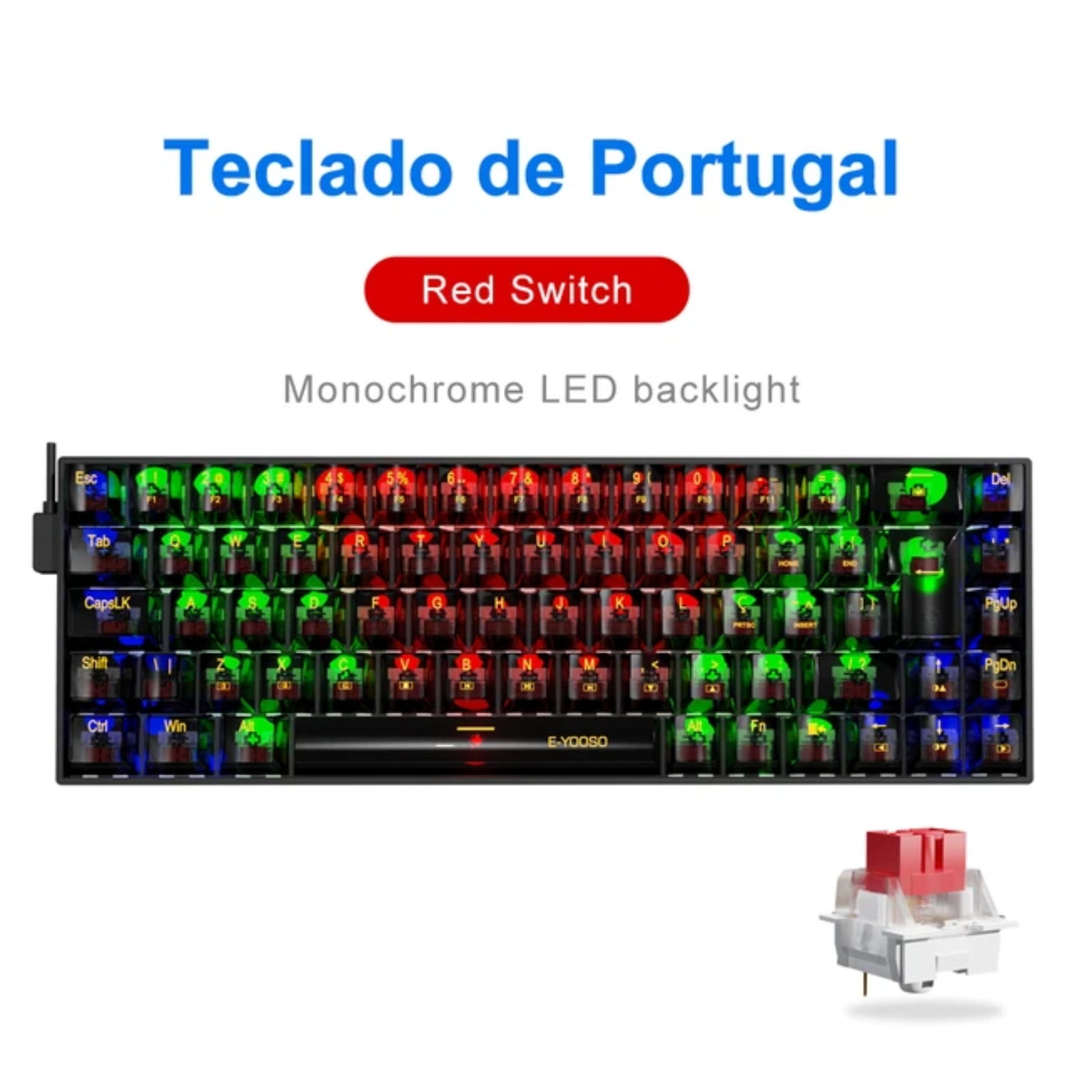 LOPNGLS Z686 USB Mini slim Mechanical Gaming Wired Keyboard Red Switch ...