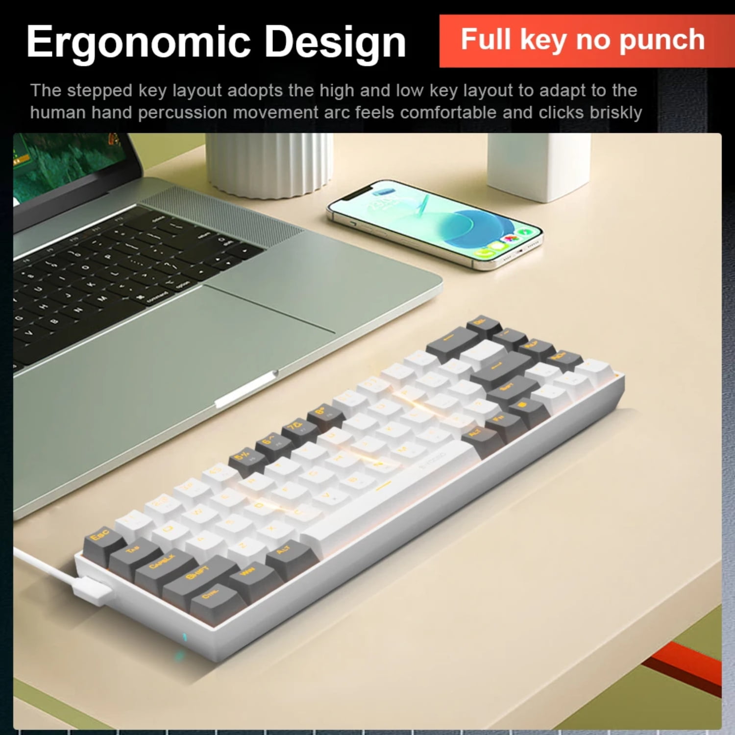 LOPNGLS Z686 USB Mini slim Mechanical Gaming Wired Keyboard Red Switch ...