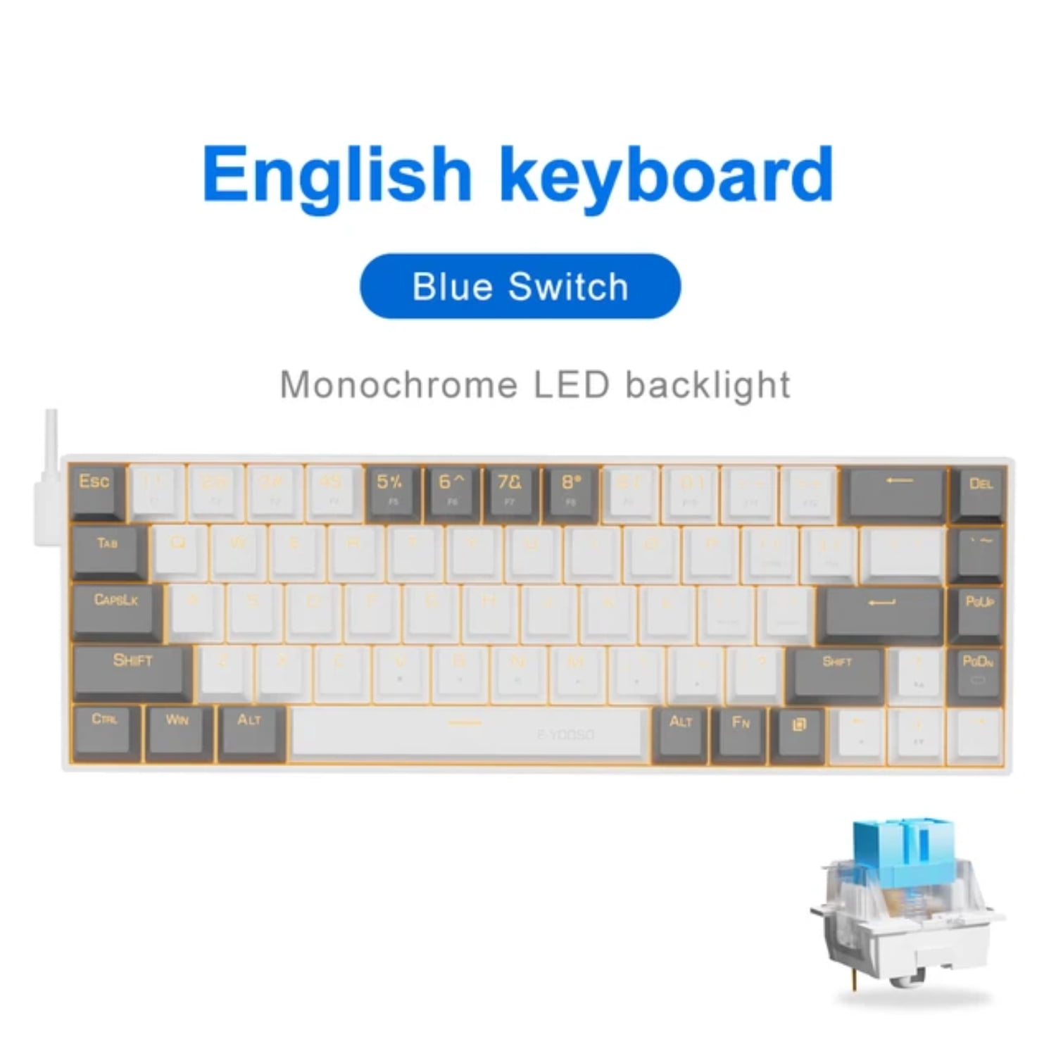 LOPNGLS Z686 USB Mini slim Mechanical Gaming Wired Keyboard Red Switch ...