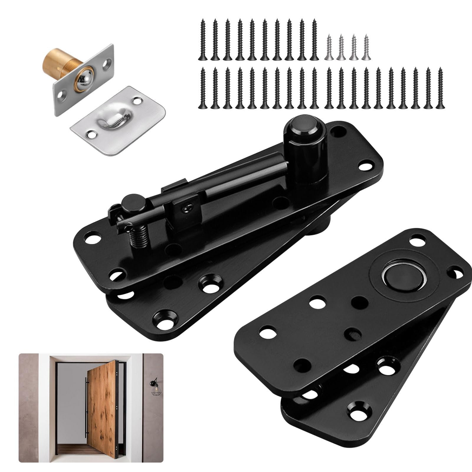 LOQRON Heavy Duty Door Pivot Hinge, 360° Rotation Stainless Steel ...