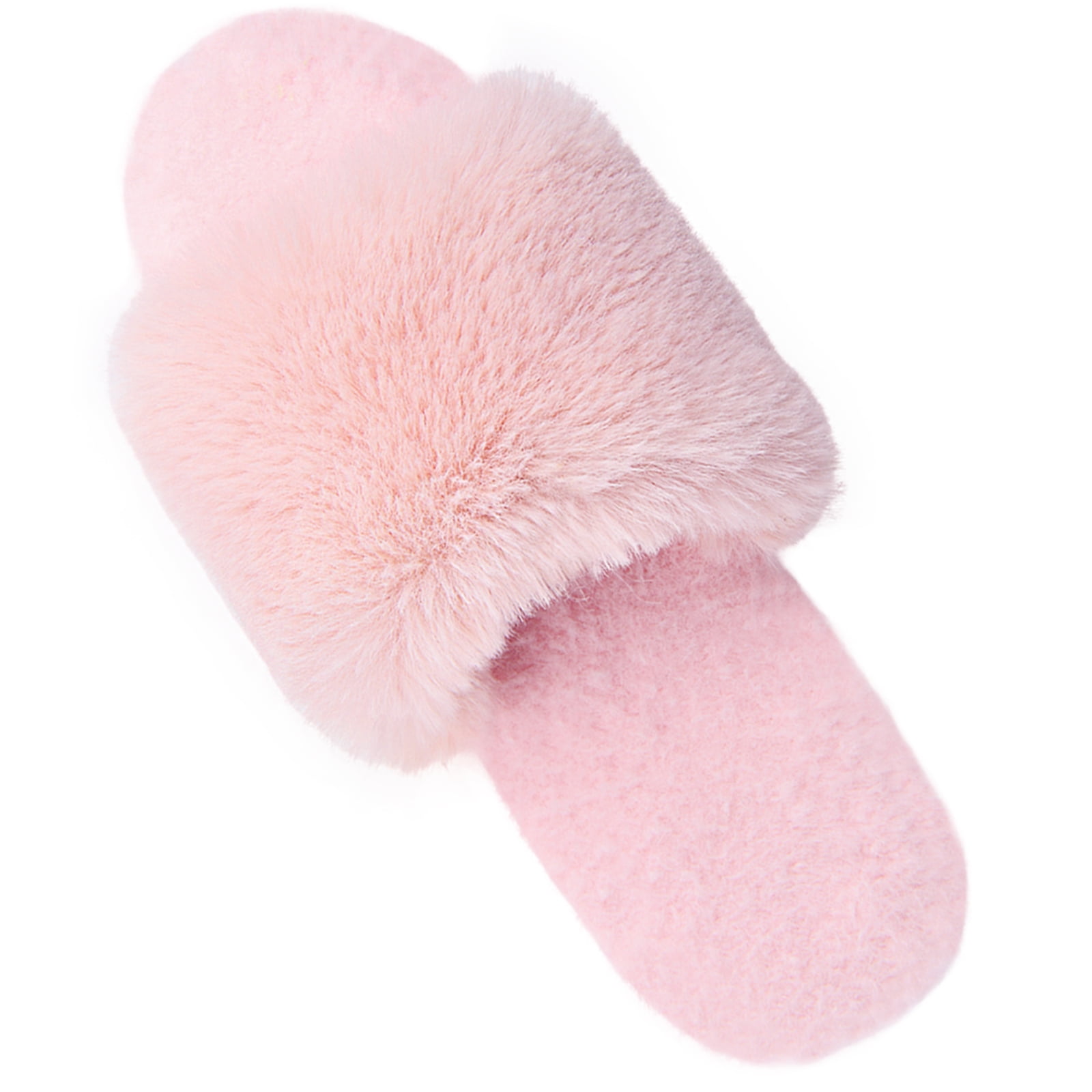 LORDFON Women's Fuzzy Open Toe Slippers, Fluffy Plush Memory Foam, Washable - Walmart.com